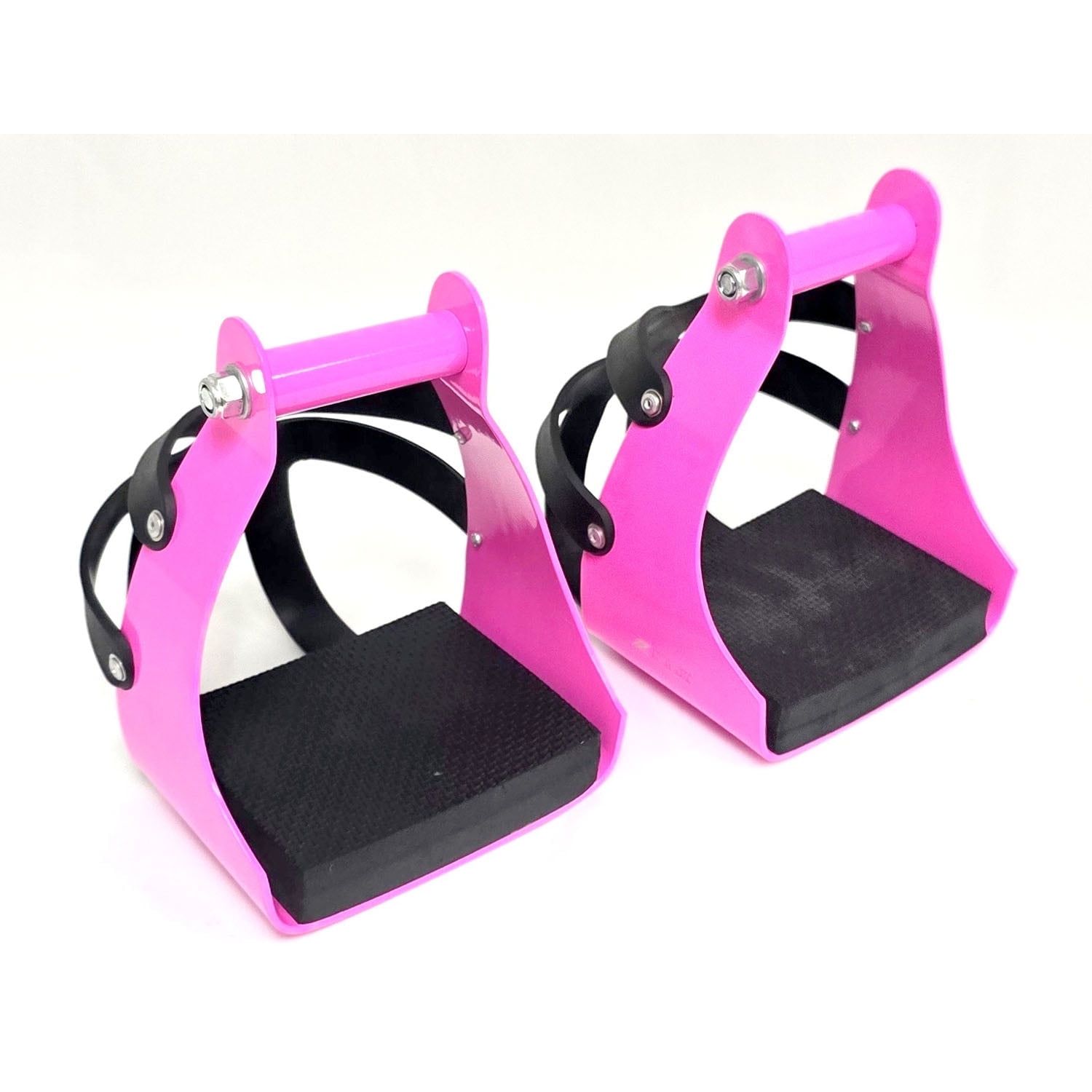 Endurance Stirrups Aluminium Pink Color Coated 5.5" with Leather Guard ...