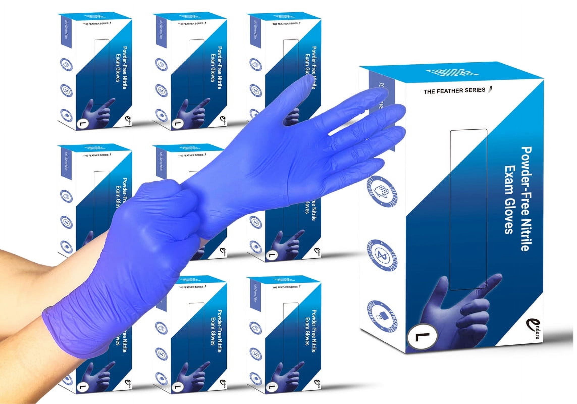 Endure Feather Lite Series Blue Powder-Free Nitrile Exam Gloves ...