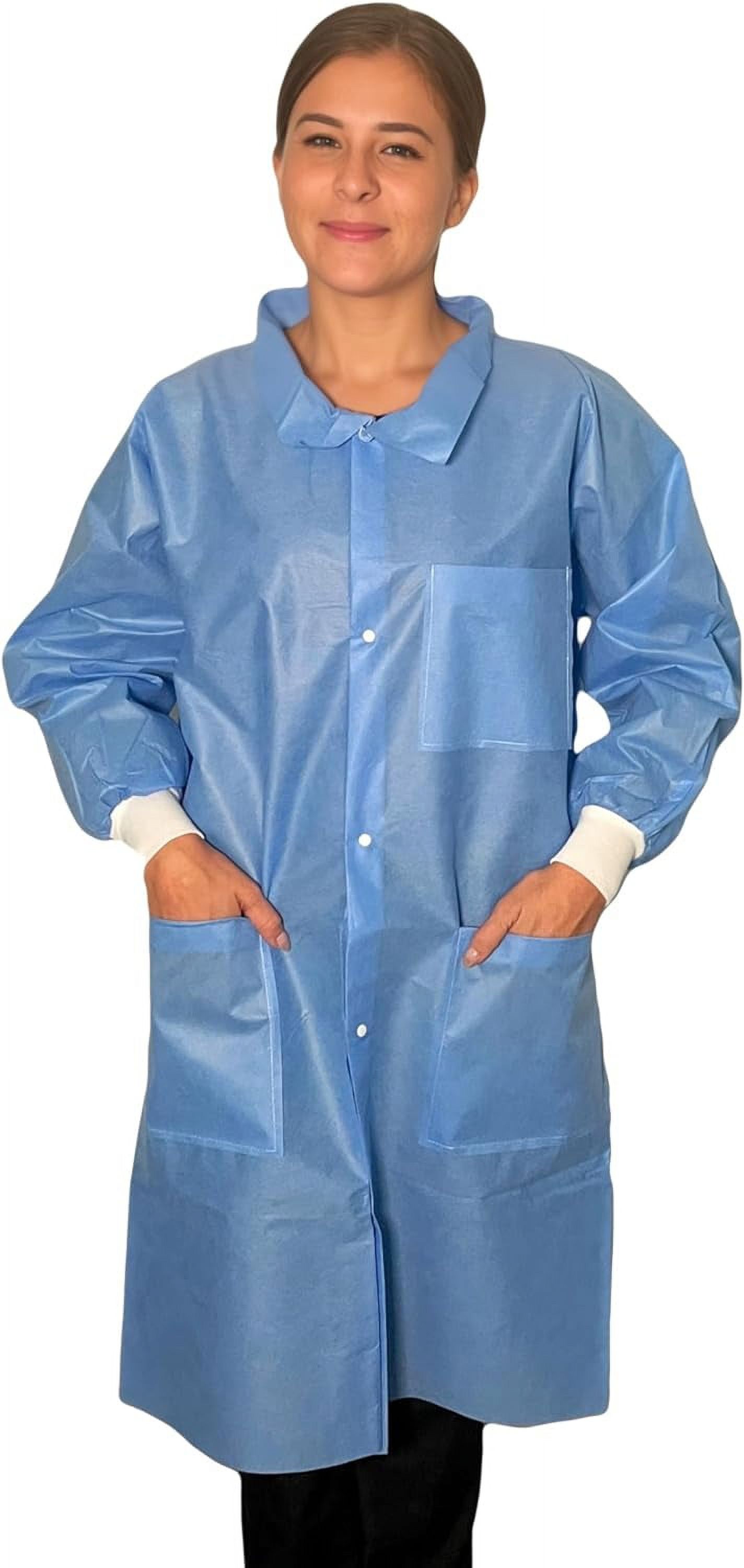 Unisex Knit Cuff Knee Length Lab Coat with Snaps - Walmart.com