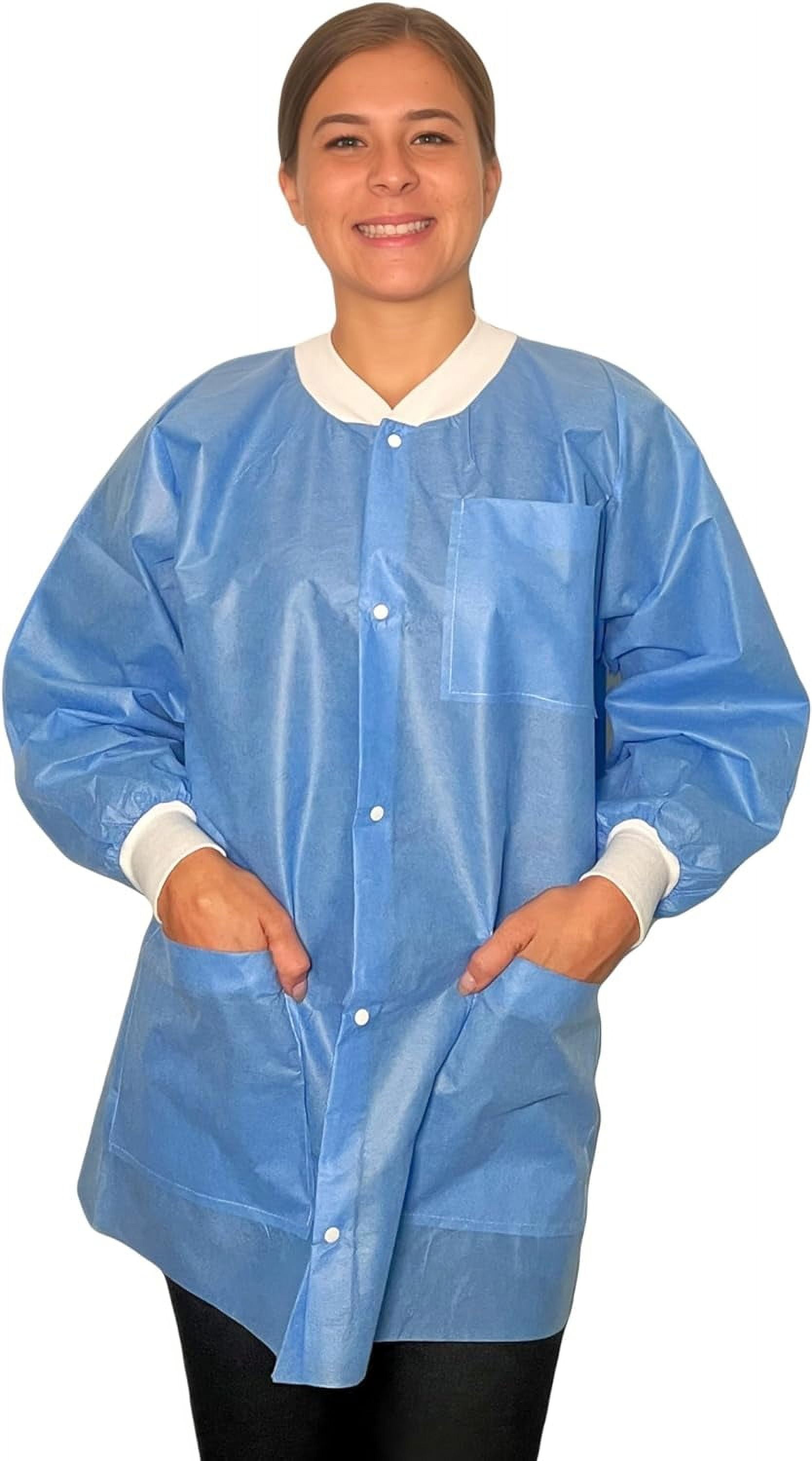 Endure Lab Jacket, Disposable, Waist or Hip Length, Knit Collar and ...