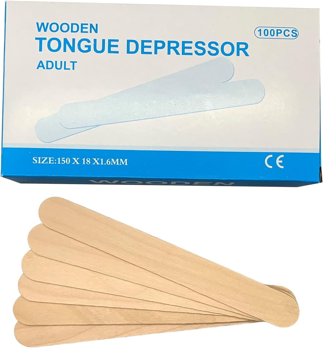 Endure Wooden Tongue Depressor, 6 Inch Length, Non-Sterile, Box of 100 ...
