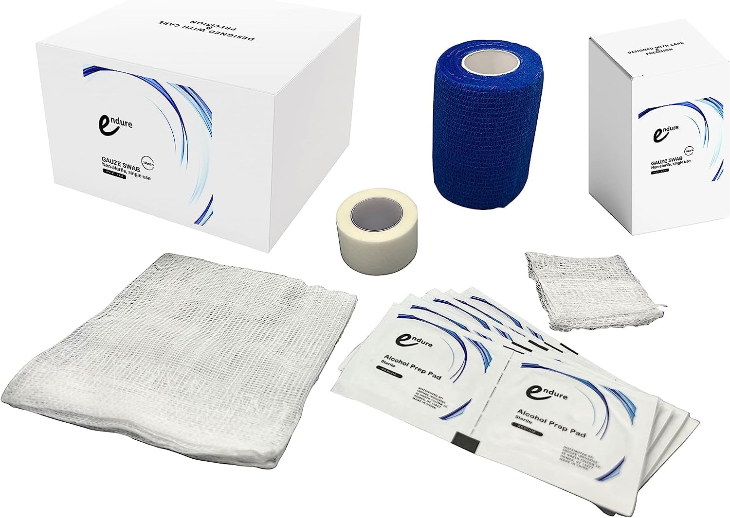 Endure Wound Care Kit 2, First Aid Pack, Gauze Swab 2"x2" Pack of 100 ...