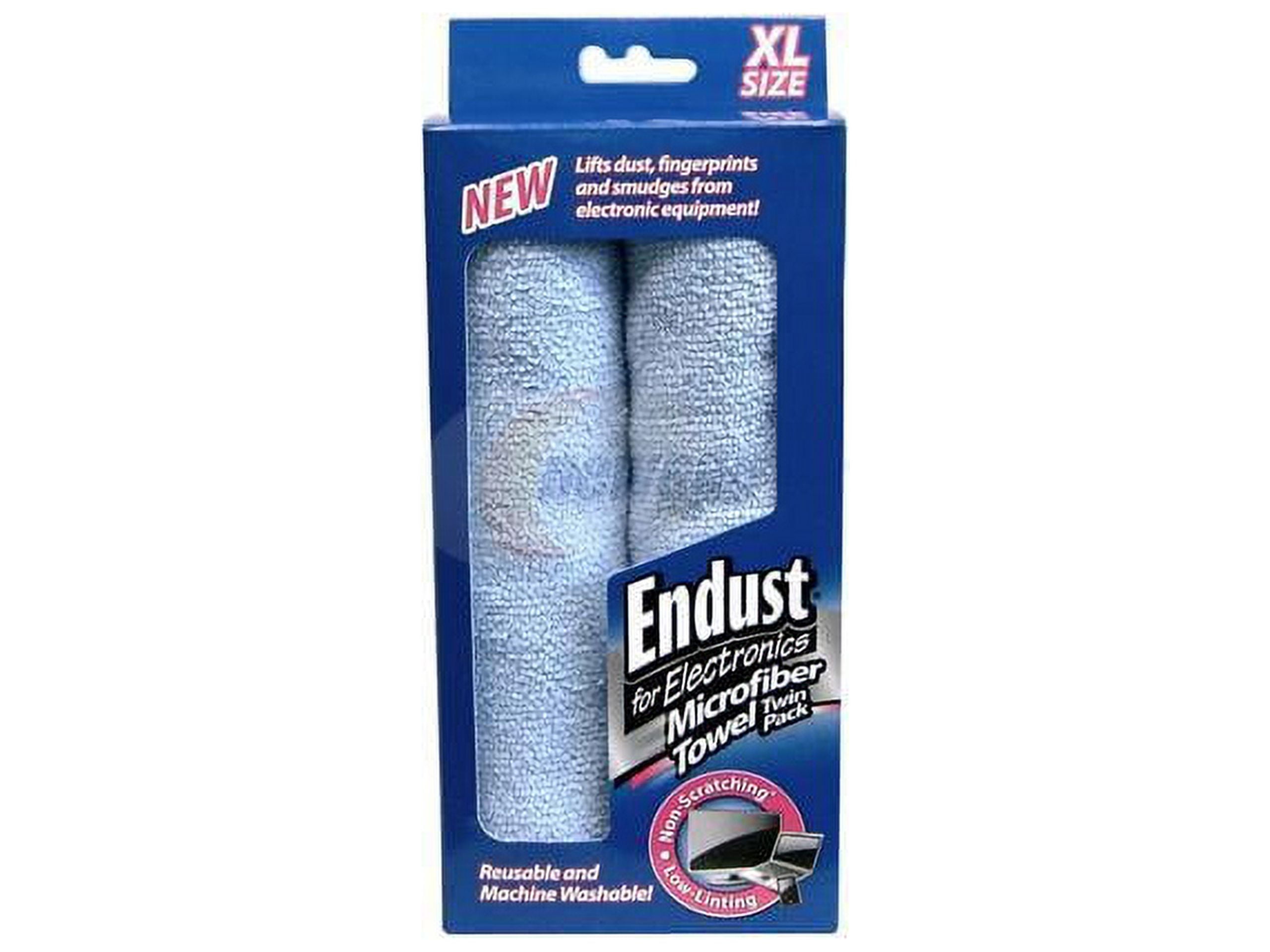Endust Large-Sized Microfiber Towels Two-Pack 15 x 15 Unscented Blue 2 ...