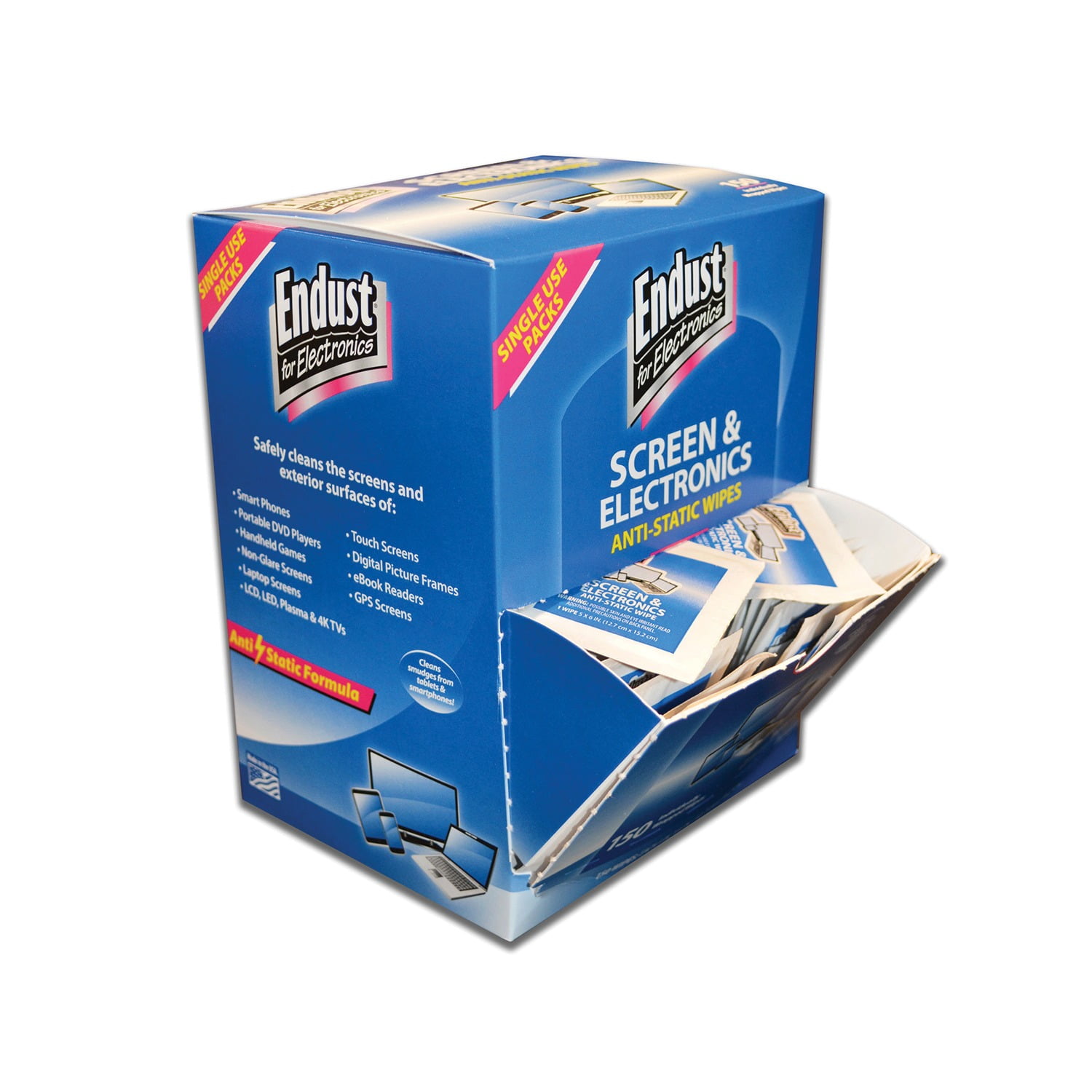 Endust, NRZ14316, Screen/Electronics Clean Wipes, 150 / Pack, Blue ...