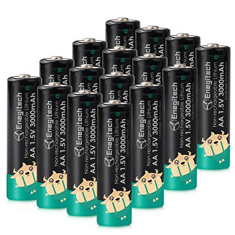 Enegitech AA Lithium Batteries, 3000mAh 1.5V Double A Battery 10 Year ...