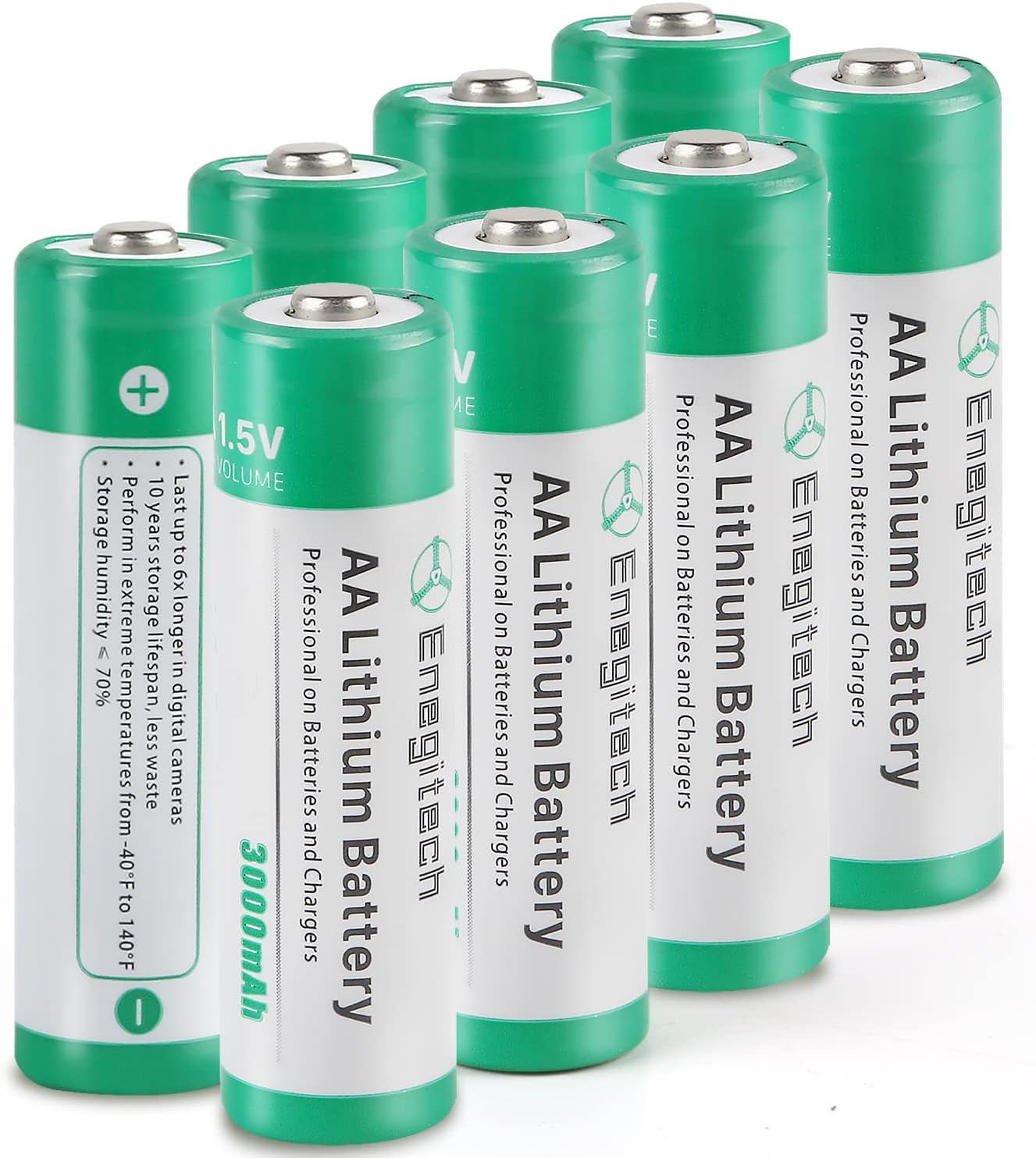 Enegitech AA Lithium Battery, 1.5V 3000mAh Non-Rechargeable Battery for ...