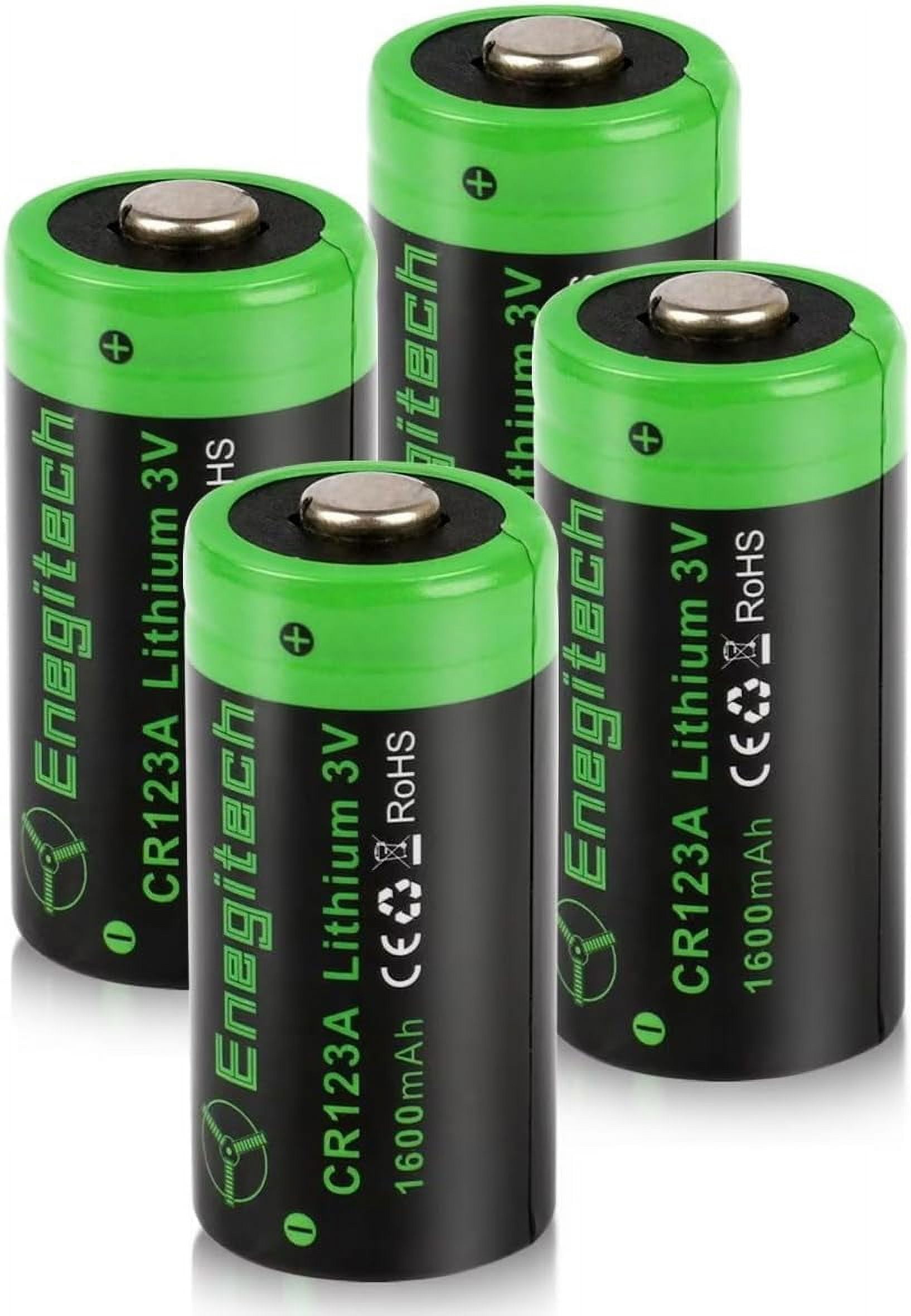Enegitech CR123A 3V Lithium Battery, 123 3 Volt Lithium Battery, for Home Security Sensor Motion ...