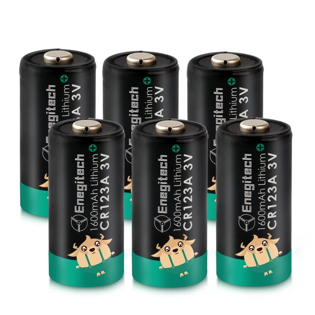 Enegitech CR123A 3V Lithium Batteries, Non-Rechargeable, 1600mAh, 6 ...