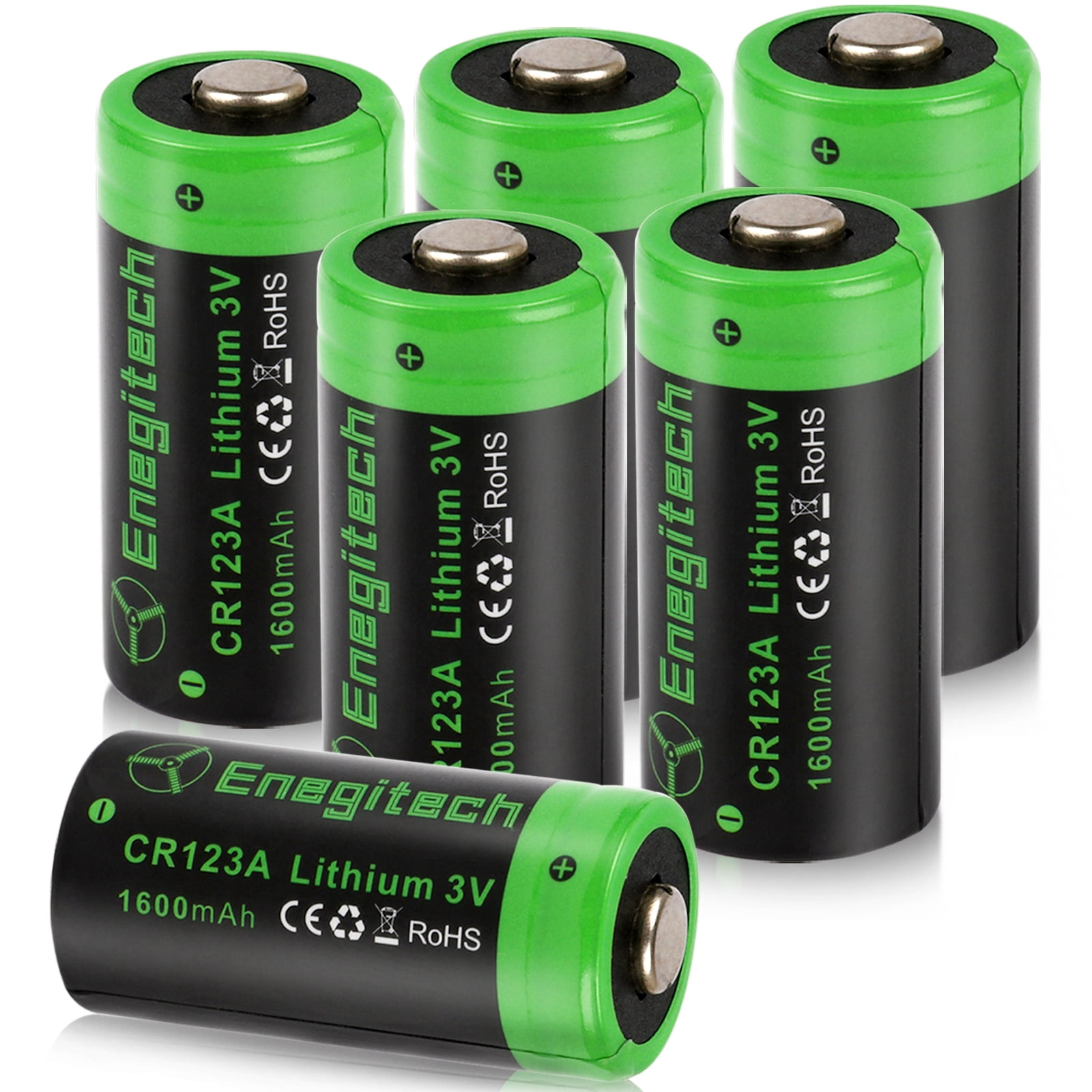 Enegitech CR123A Lithium Battery Non-Rechargeable 3V 1600mAh with PTC ...