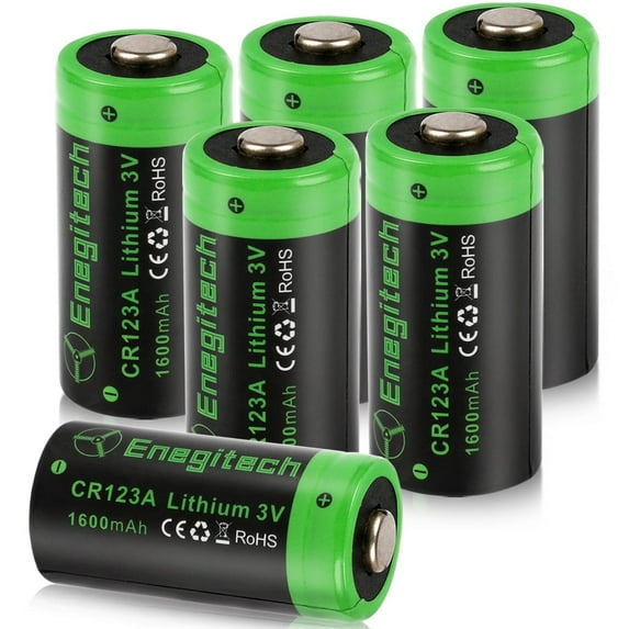 Enegitech CR123A Lithium Battery, 3V 1600mAh with PTC Protection, 6 ...