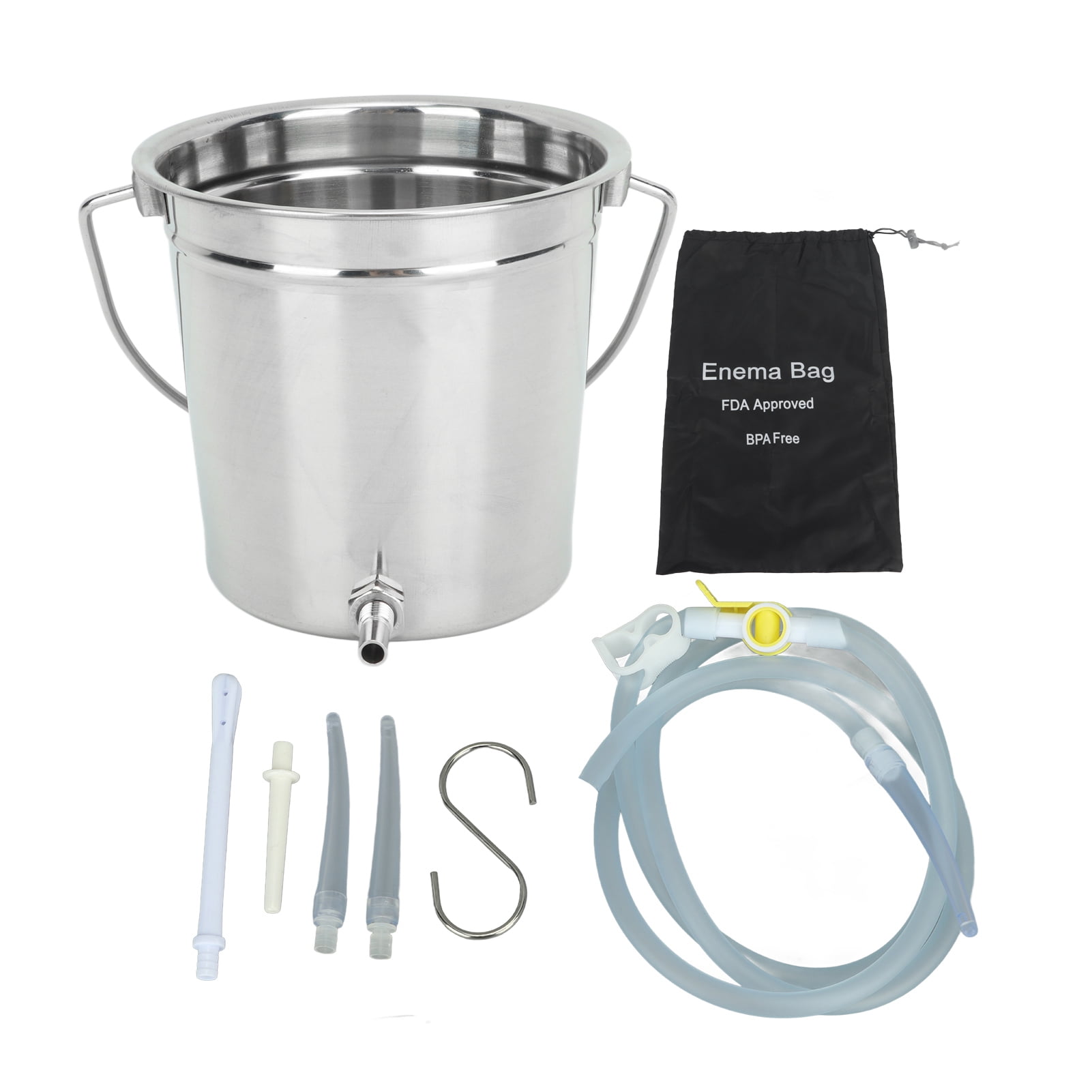 Enema Bucket Kit Stainless Steel Reusable Home Colon Cleansing Bucket ...