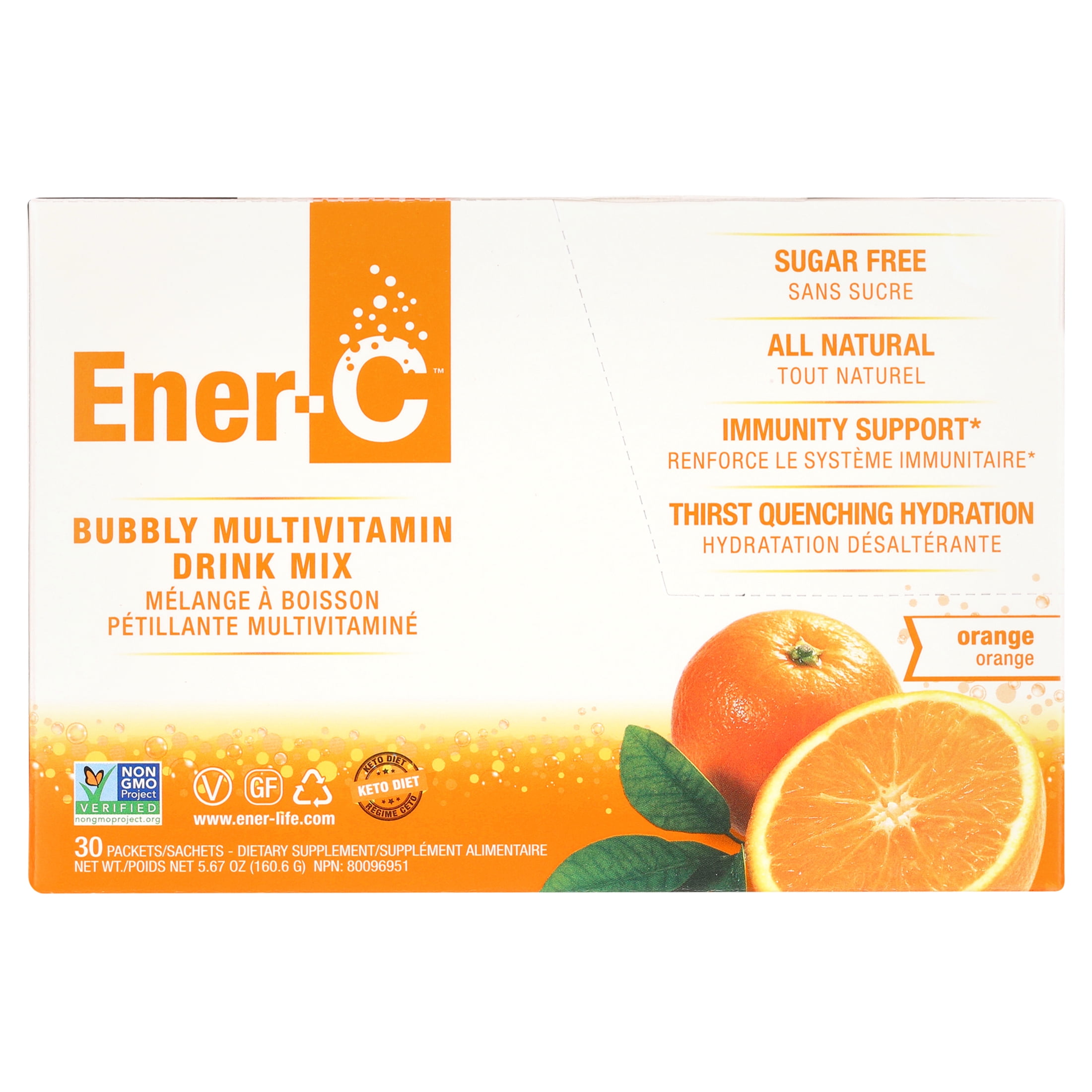 Ener-C, Multivitamin Drink Mix, 30 Count, Sugar-Free Orange, 1,000 mg ...