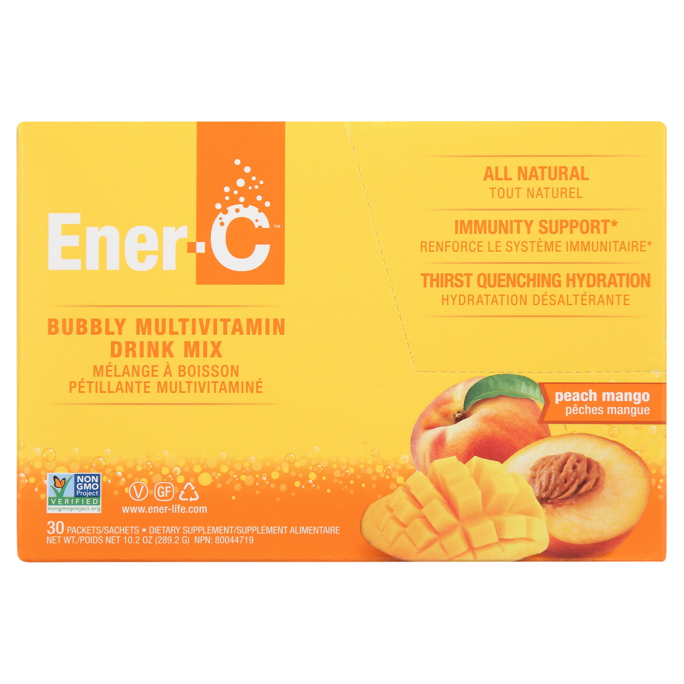 Ener-C Peach Mango Vitamin C Drink Mix, Immunity Support, 1,000 mg, 30 ...