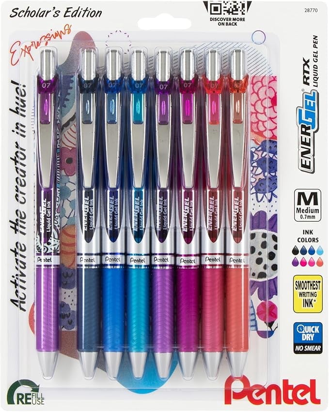 EnerGel RTX Retractable Liquid Gel Pen, Creator Expressions Pack, 0.7mm ...