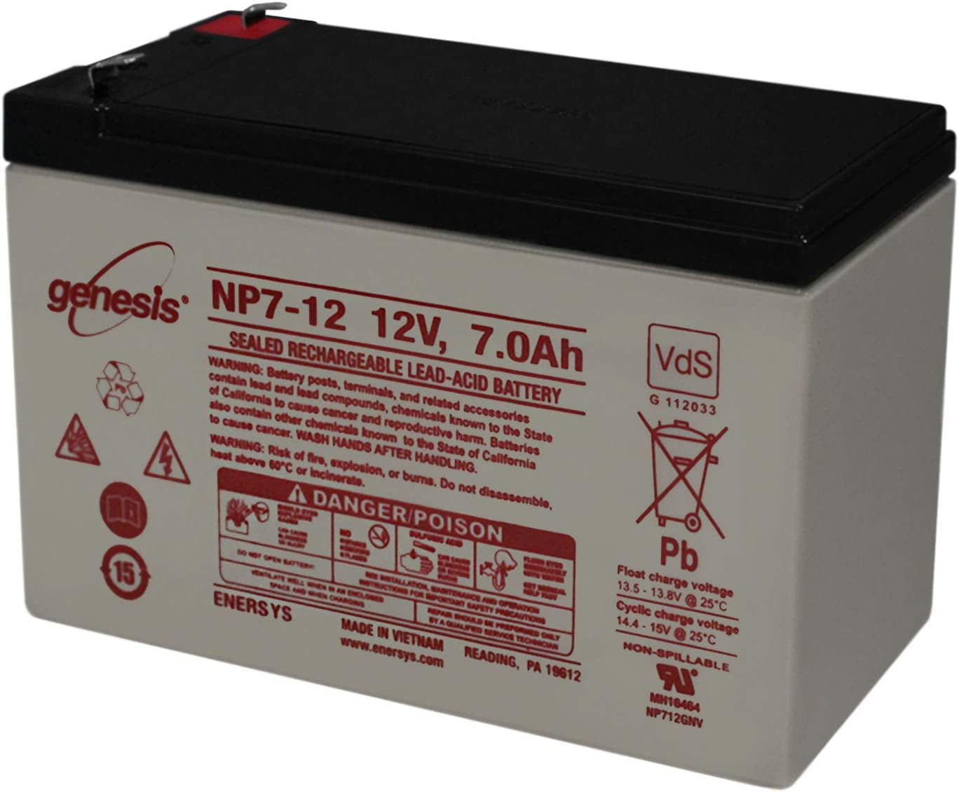 EnerSys Genesis NP7-12 12V 7Ah Sealed Lead Acid Battery - Walmart.com