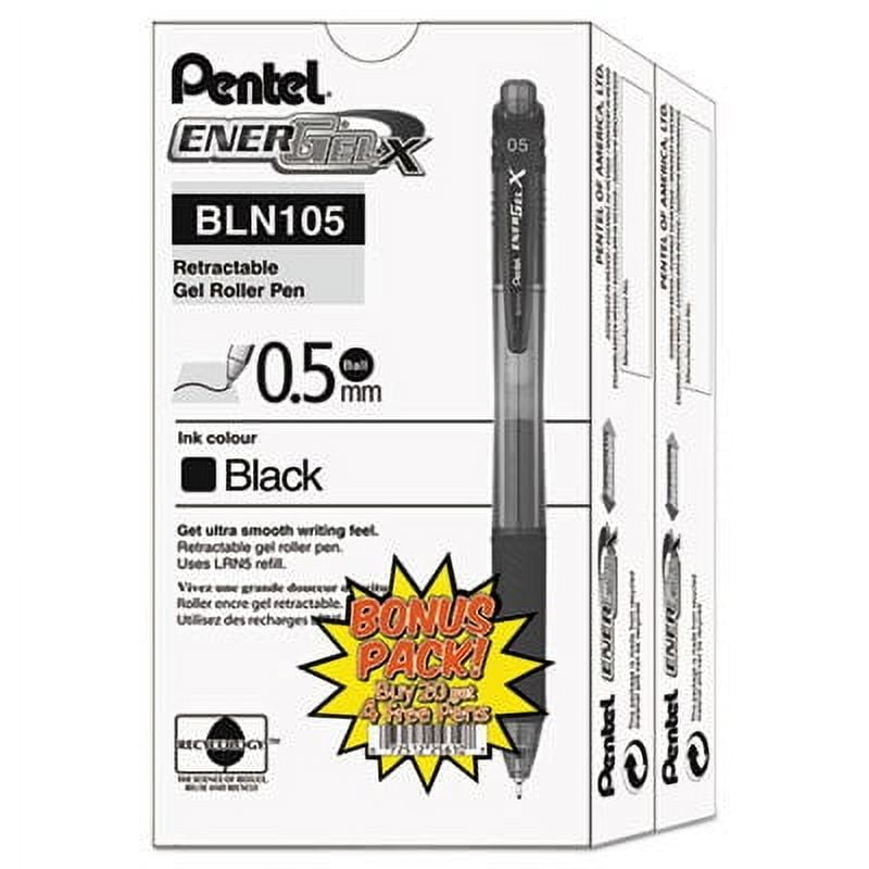 Energel-X Gel Pen, Retractable, Fine 0.5 Mm Needle Tip, Black Ink ...