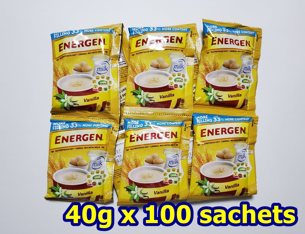 Energen Vanilla, Nutritious Oat - Cereal with Milk 40 grams x 100 ...