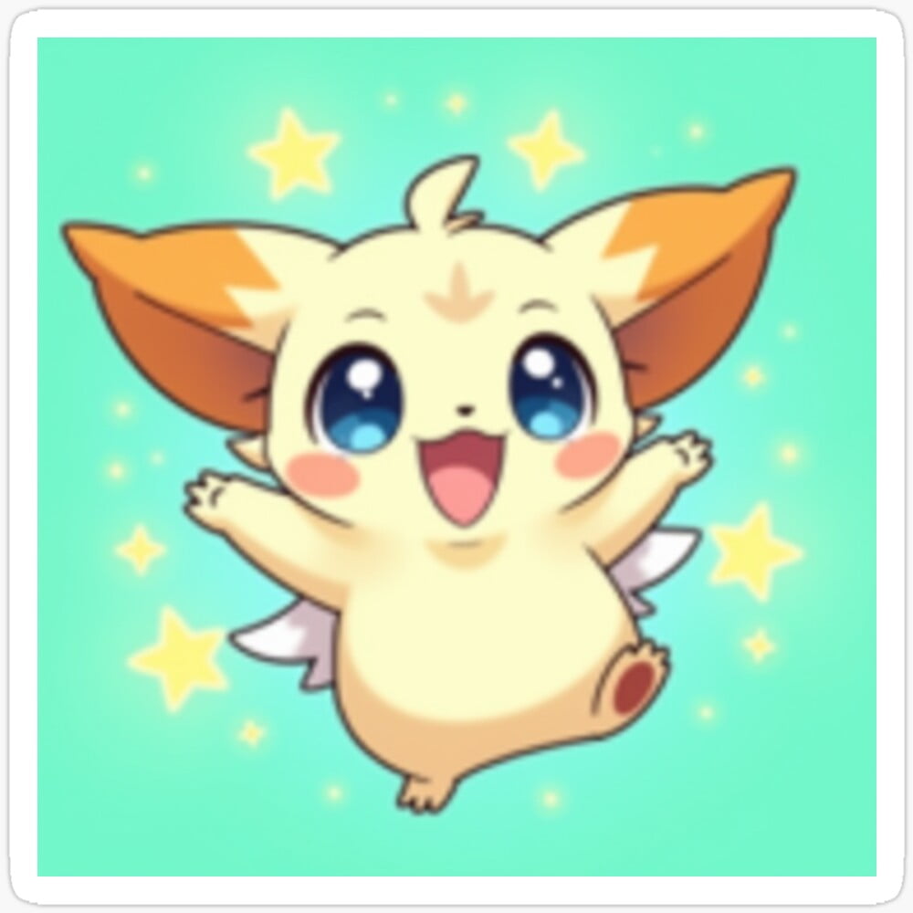 Energetic Chibi Creature Cute Fantasy Art Sticker Phone Decal Water ...