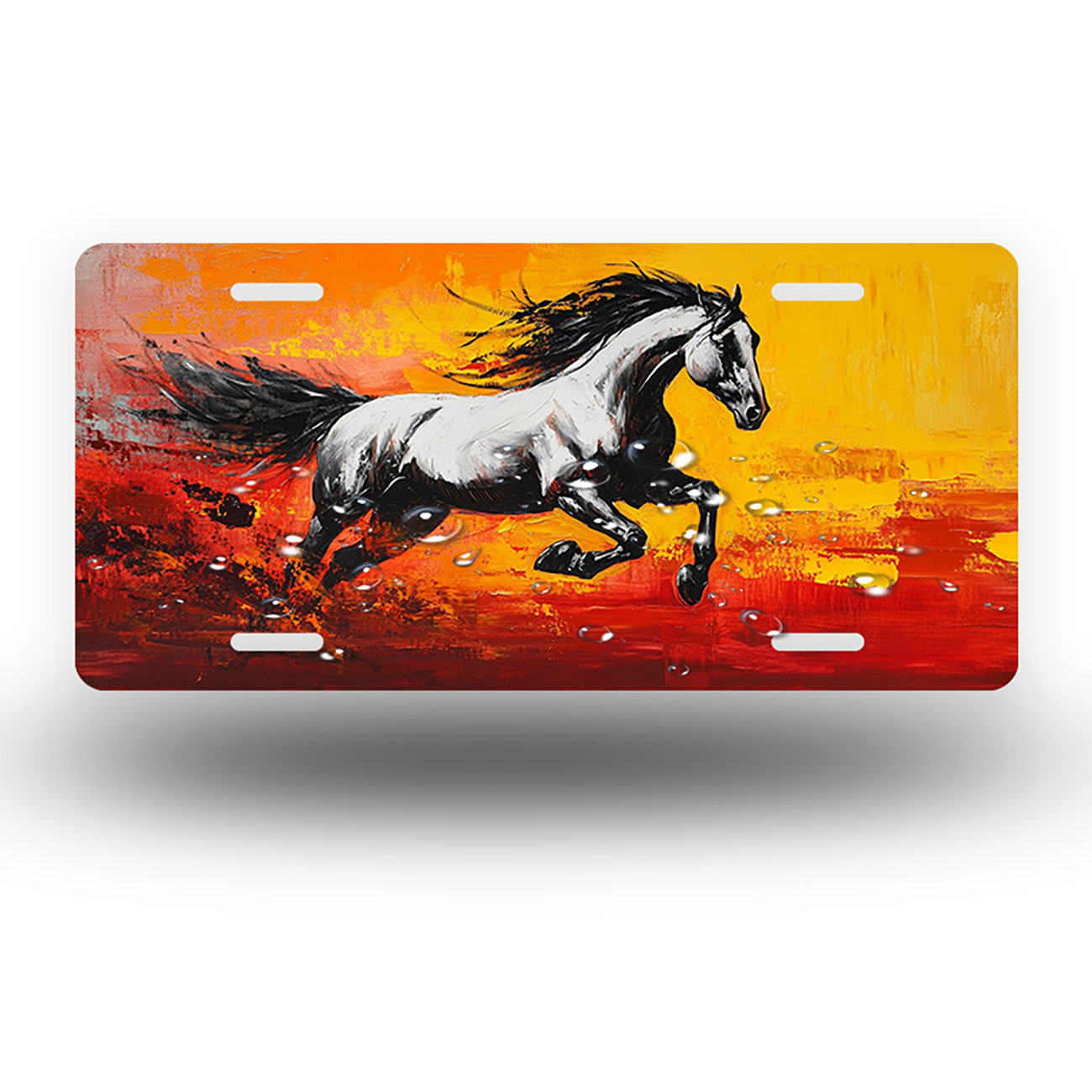 Energetic Galloping Horse in Brush stroke Style Front License Plate ...