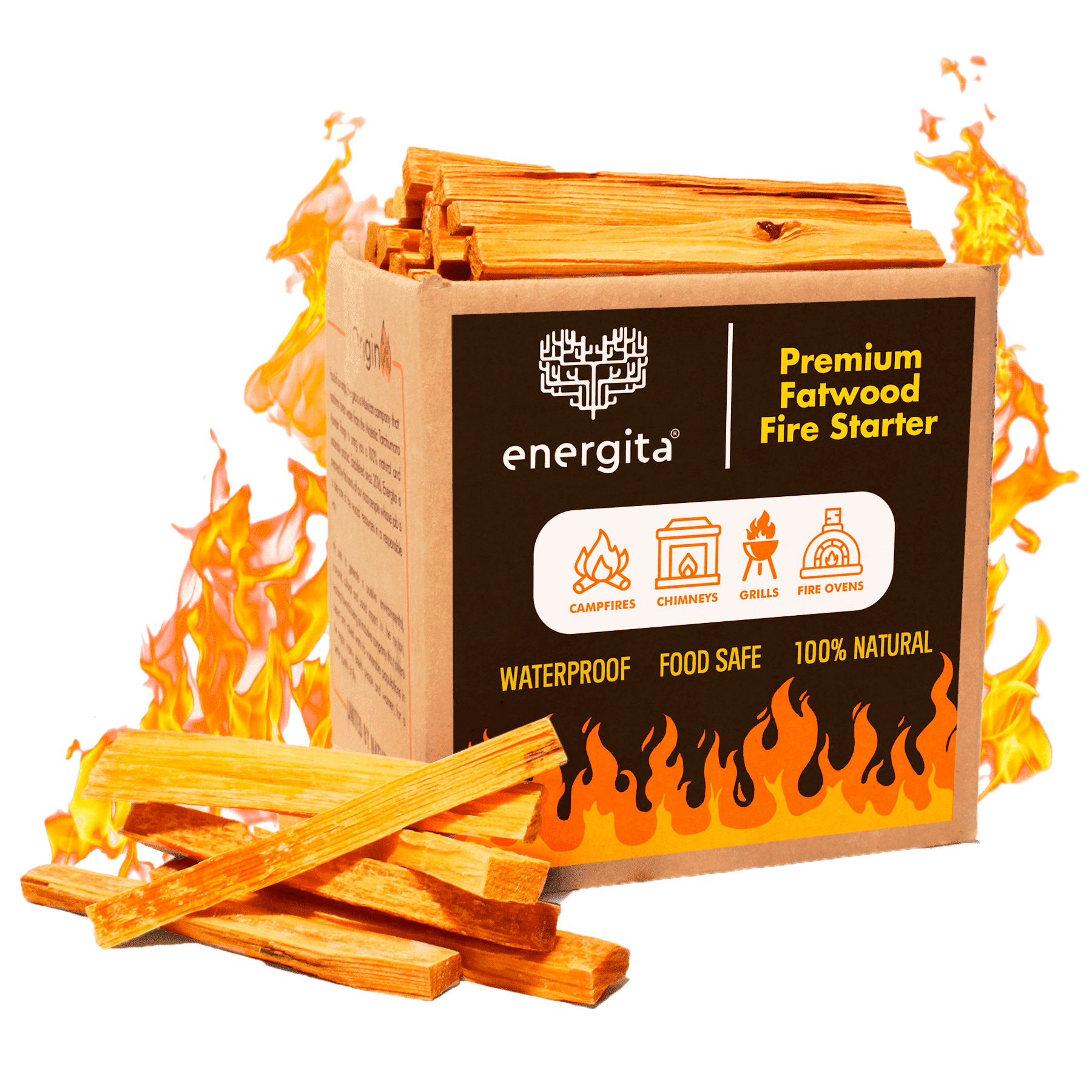 Energita's Natural 10lbs Fatwood Fire Starter Sticks, Waterproof Resin ...