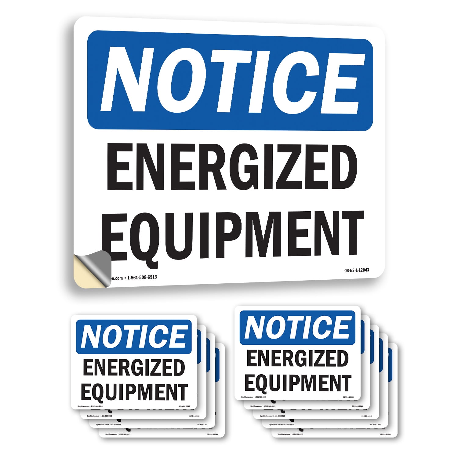 Energized Equipment OSHA Notice Vinyl Decal Label 18 Inch x 12 Inch ...