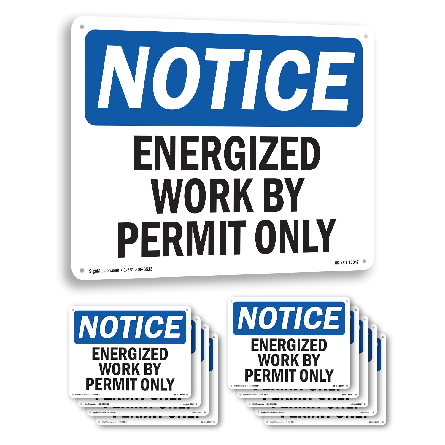 Energized Work By Permit Only OSHA Notice Aluminum Sign 24 Inch x 18 ...