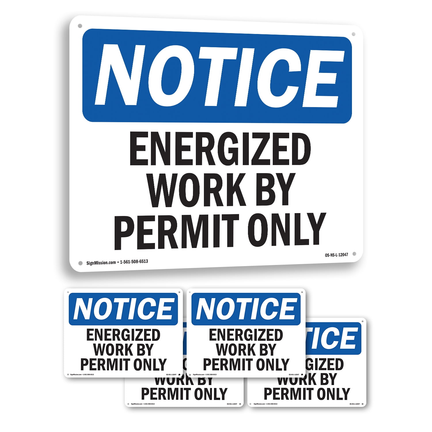 Energized Work By Permit Only OSHA Notice Rigid Plastic Sign 10 Inch x ...