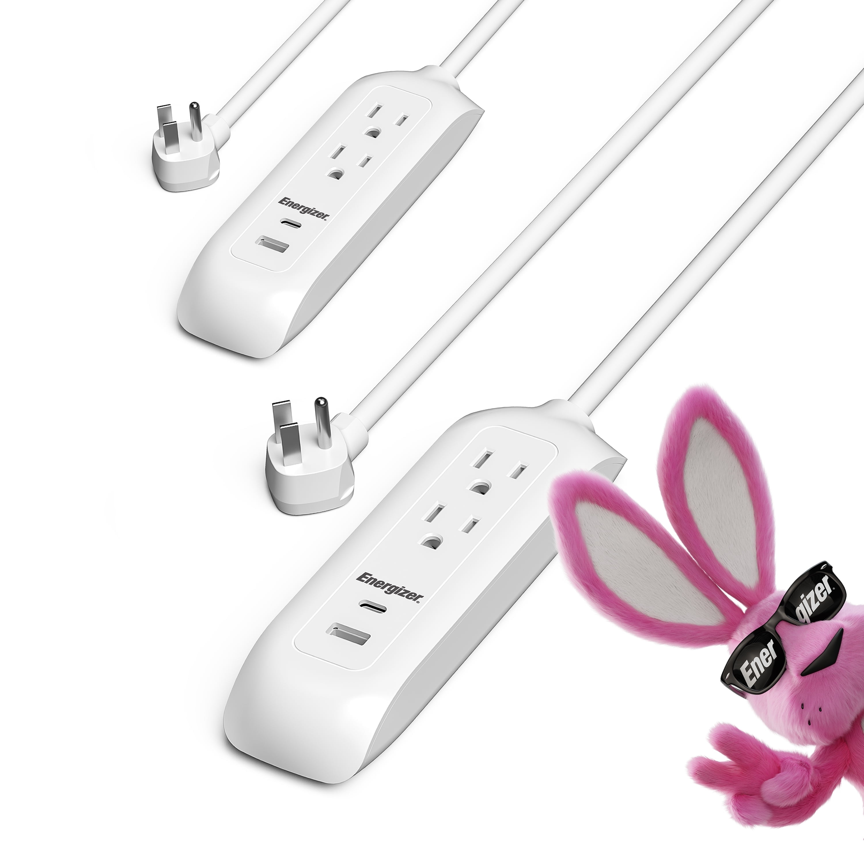 Energizer 2 Packs of 4 Device 3 Foot Fast Charging Grounded Extension ...