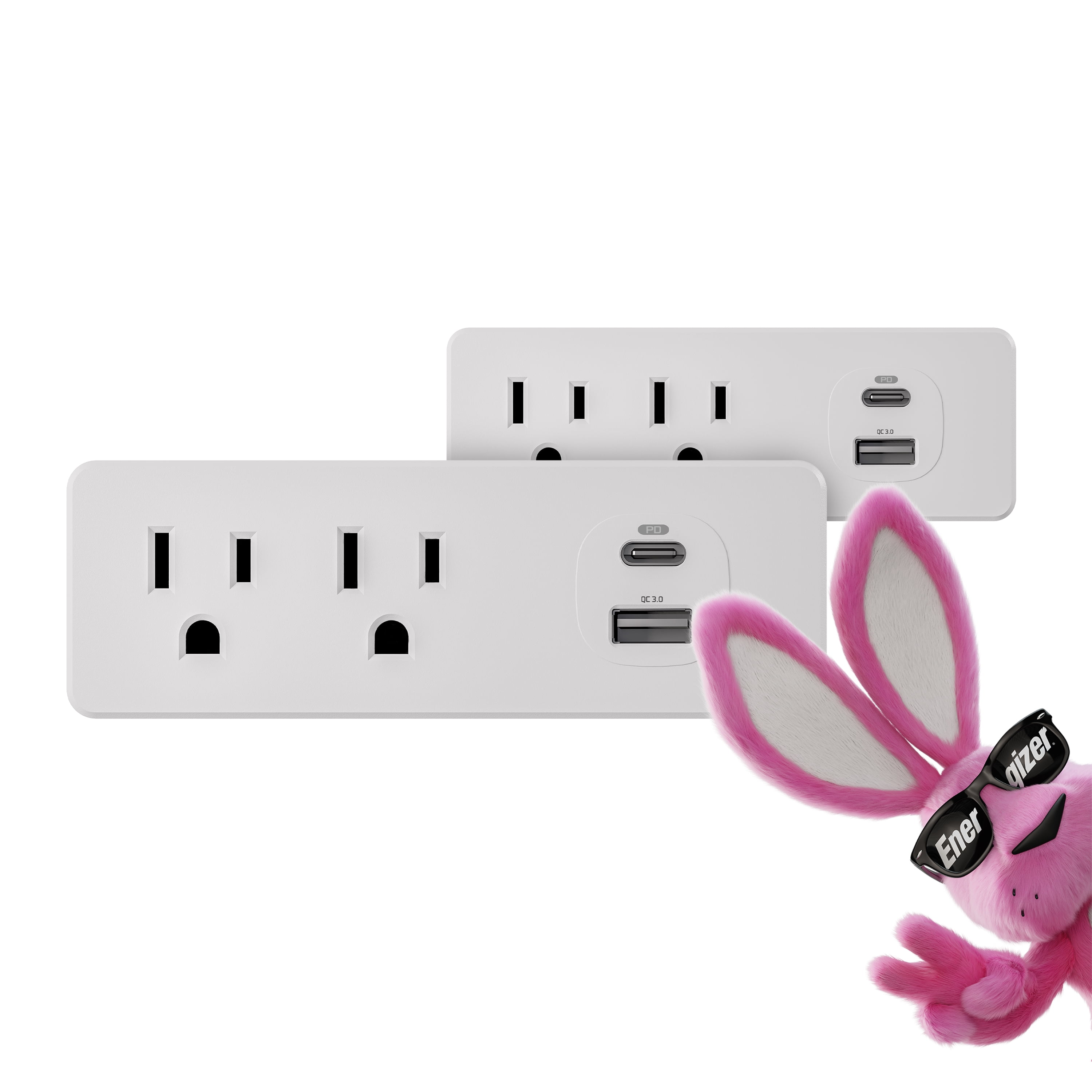 Energizer 2 Packs of 4 Device Fast Charging Multi Plug Wall Outlet ...