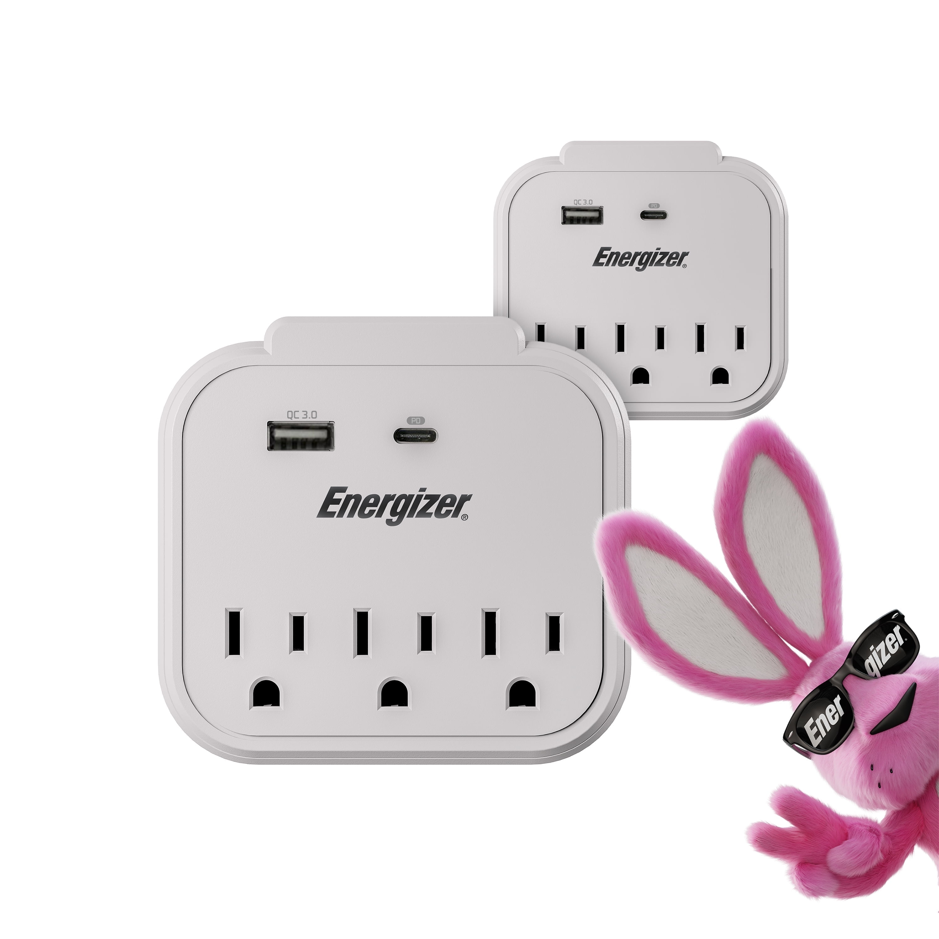 Energizer 2 Packs of 5 Device Grounded Wall Tap - Includes - 3x AC ...