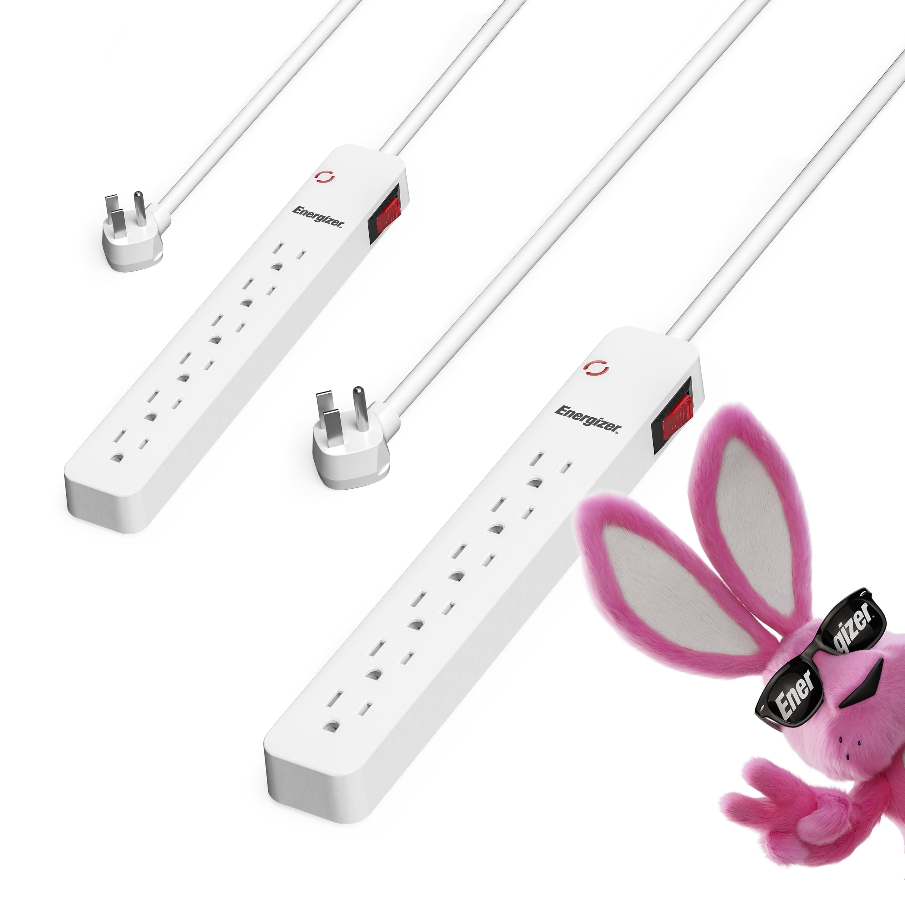 Energizer 6-Outlet Power Strip Surge Protector, 3ft Cord, 300 Joules ...