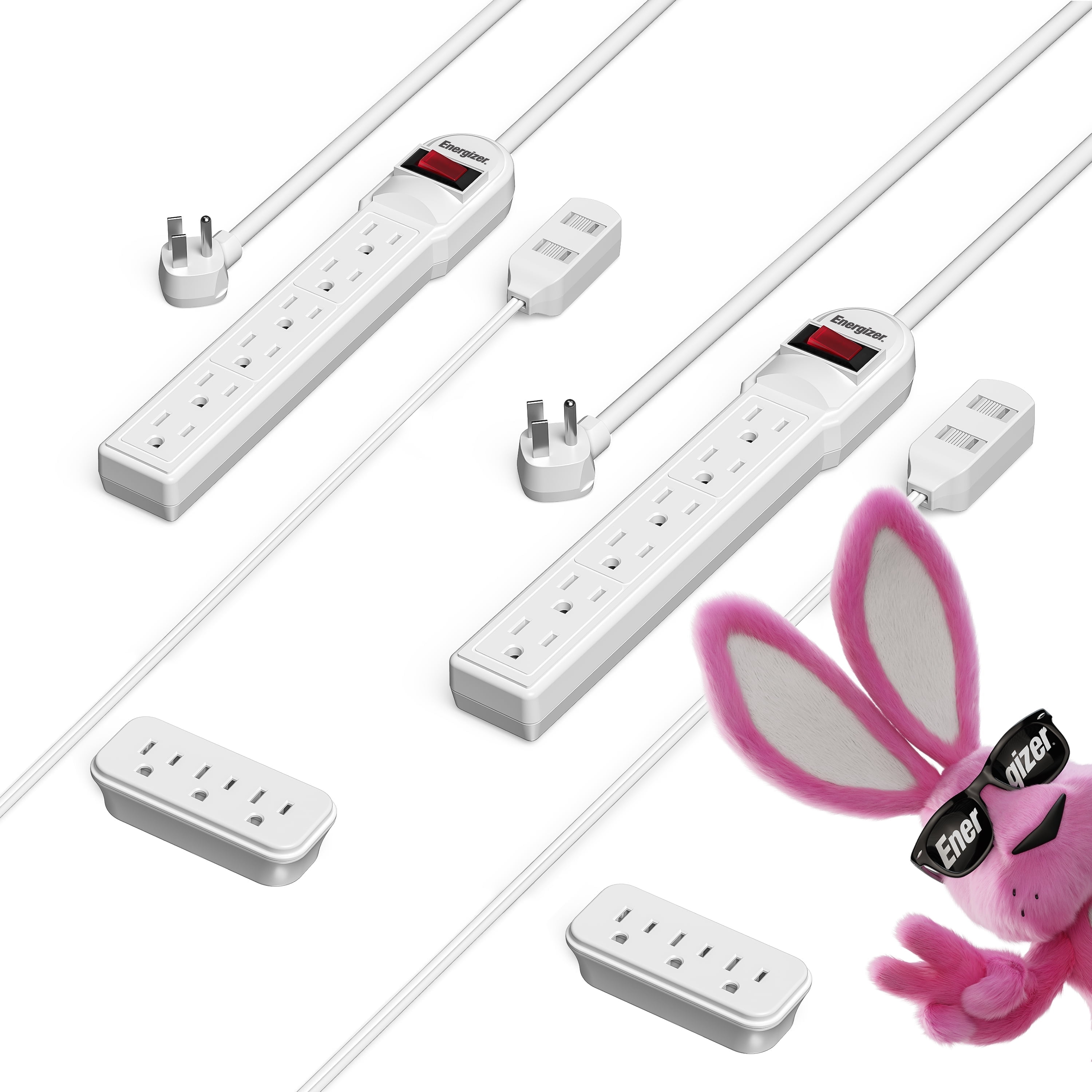 Energizer 2 Packs of Set of 3 AC Power Outlets 12 Device (1) 3 Outlet Grounded Multi Plug Wall ...