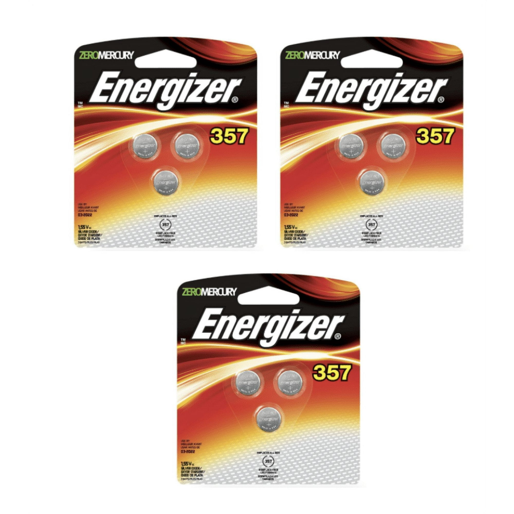 Energizer (3-Pack) 357 Coin Cell Button Silver Oxide Long Lasting ...