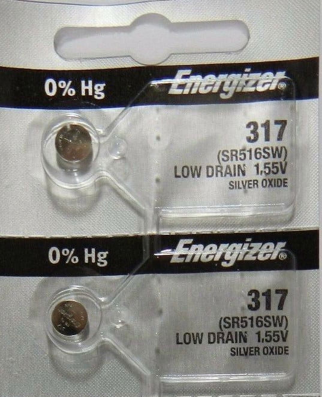 Energizer 317 SR516 Silver Oxide Button Battery 1.55V - 2 Pack for Watches, Calculators, Cameras ...