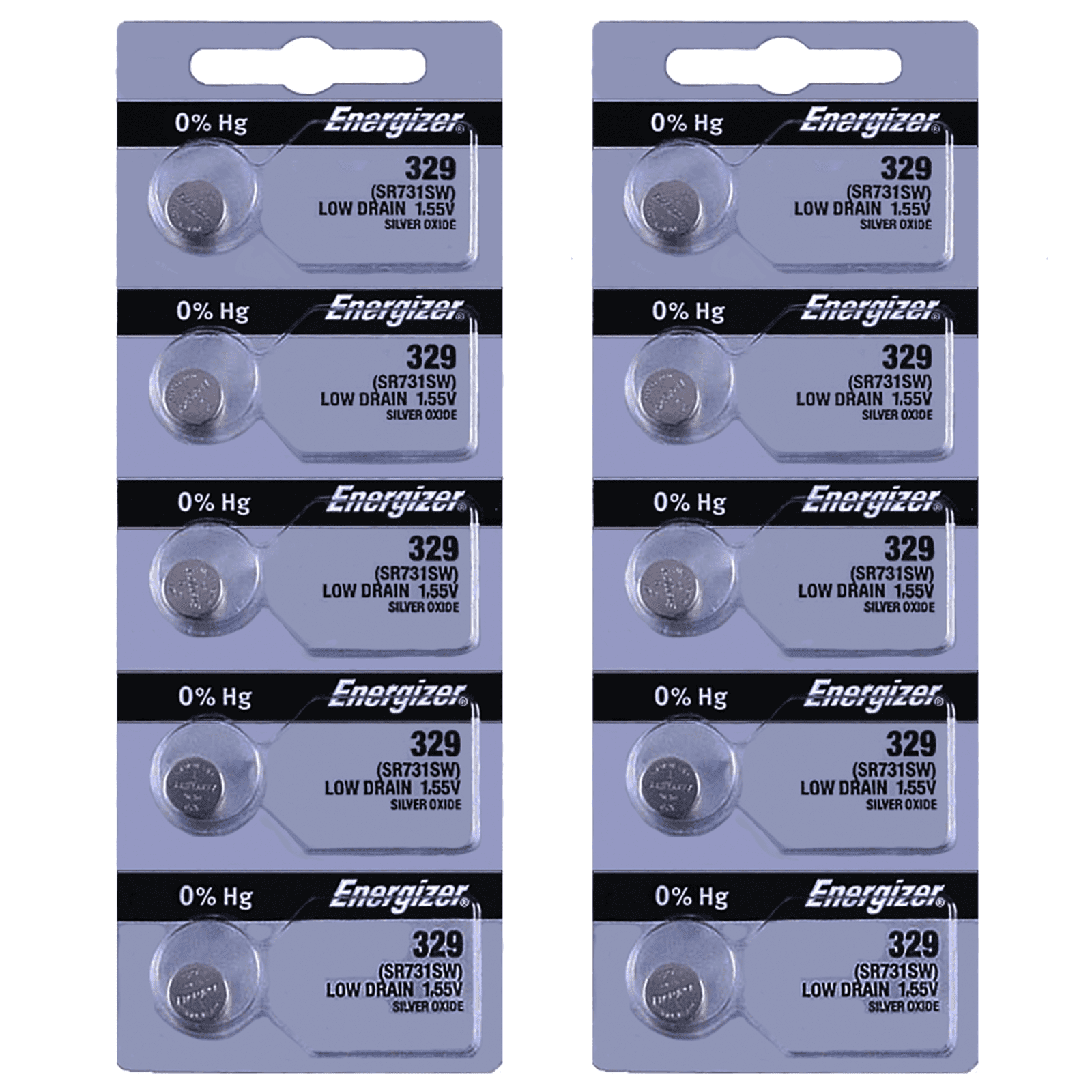 Energizer 329 SR731SW 1.55V Mercury-Free Silver Oxide Watch Battery (10 ...