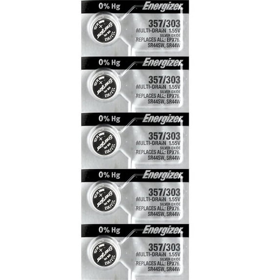 Energizer 357/303, SR44 Silver Oxide Button Battery 1.55V, 5 Pack ...