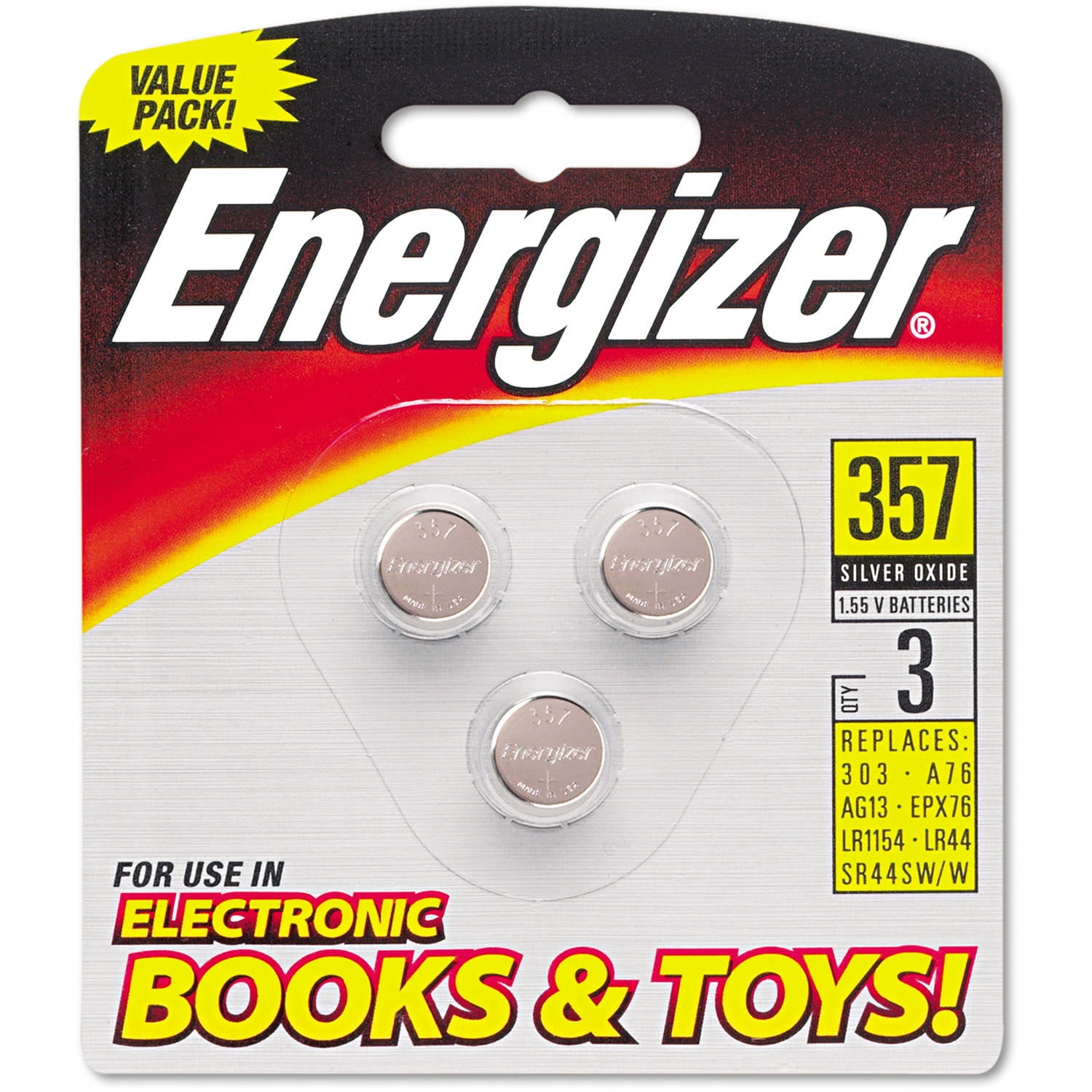 Energizer 357/303 Silver Oxide Button Battery, 3-Pack - Walmart ...