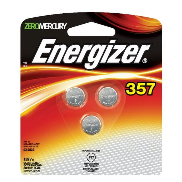 Energizer 357 Silver Oxide Button Battery, 3-PK for Watches - Walmart.com
