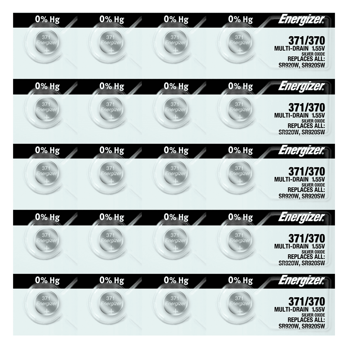 Energizer 371/370 SR920/W/SW Silver Oxide Watch Battery (20 Count ...