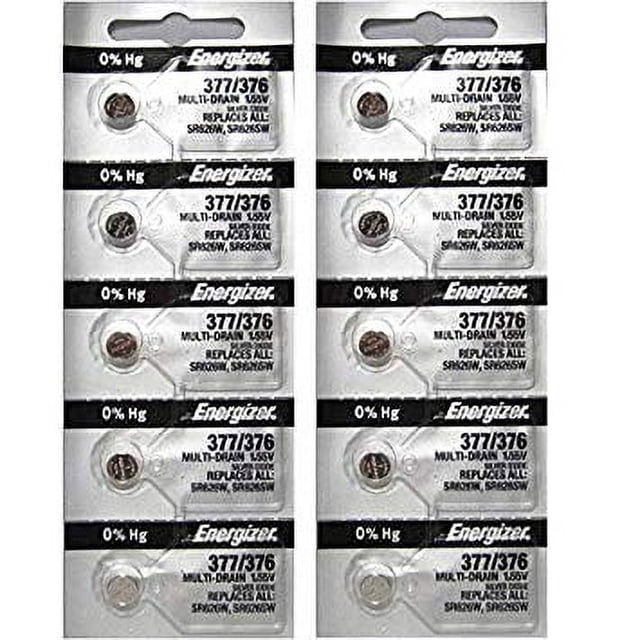 Energizer 377/376 Silver Oxide Batteries, 10 Pack for Watches, Toys ...