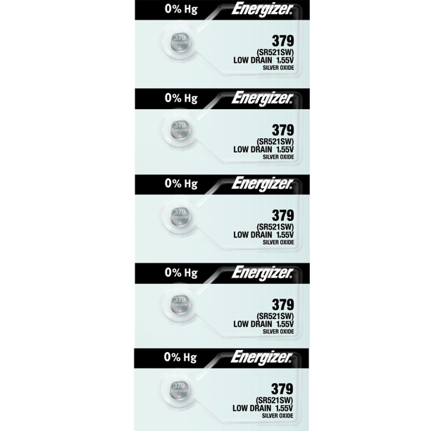 Energizer 379 SR521SW Silver Oxide Watch Battery (5 Count) - Walmart ...