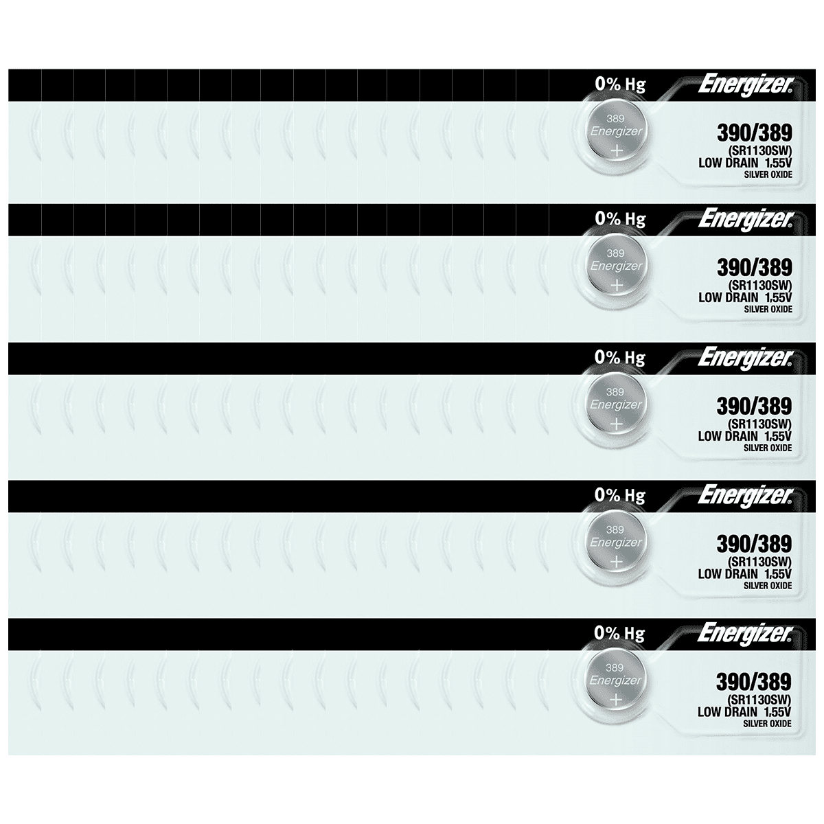 Energizer 390/389 SR1130SW Silver Oxide Watch Battery (100 Count ...
