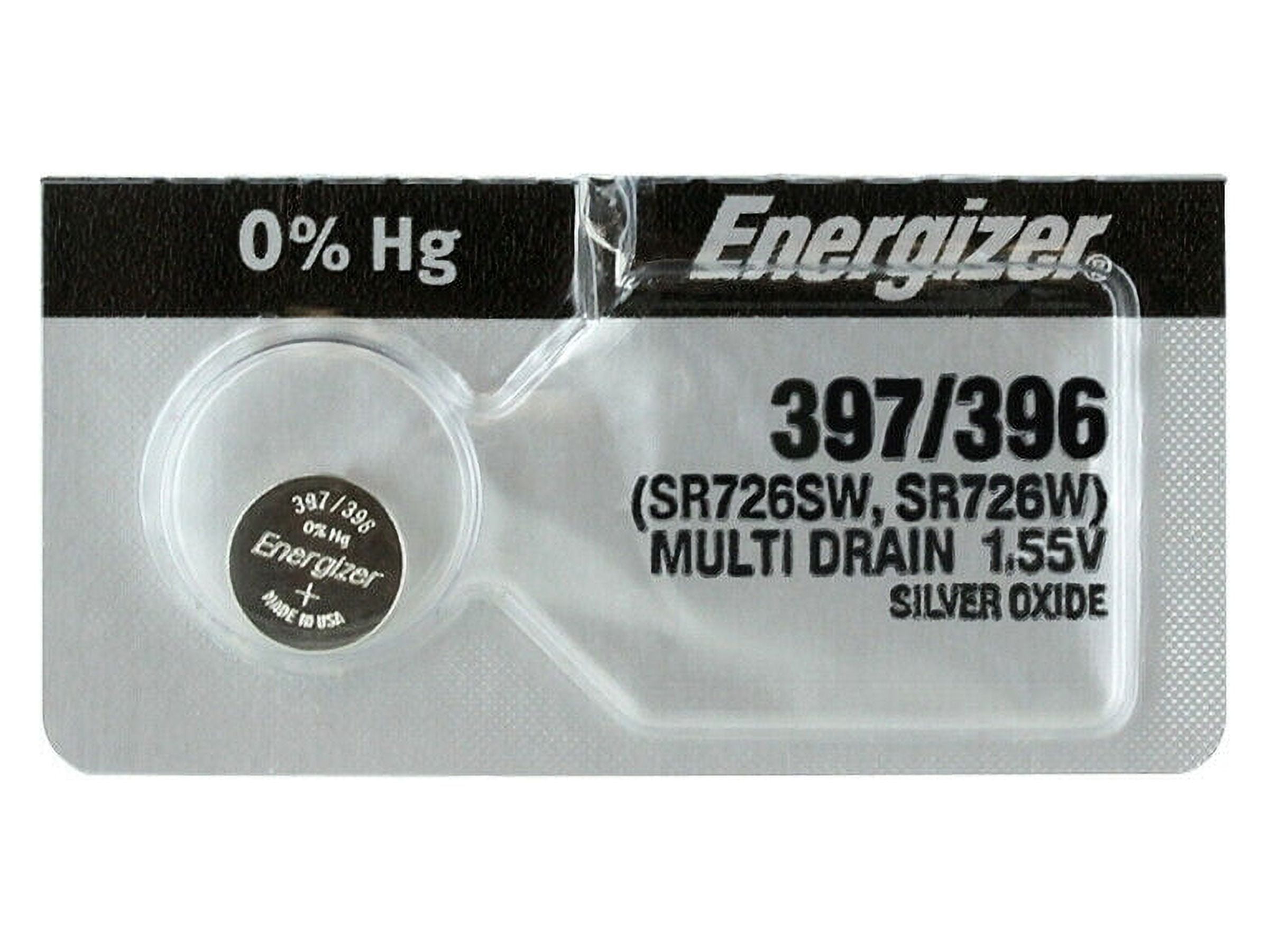 Energizer 397/396 Button Cell Silver Oxide SR726SW Watch Battery (1 ...