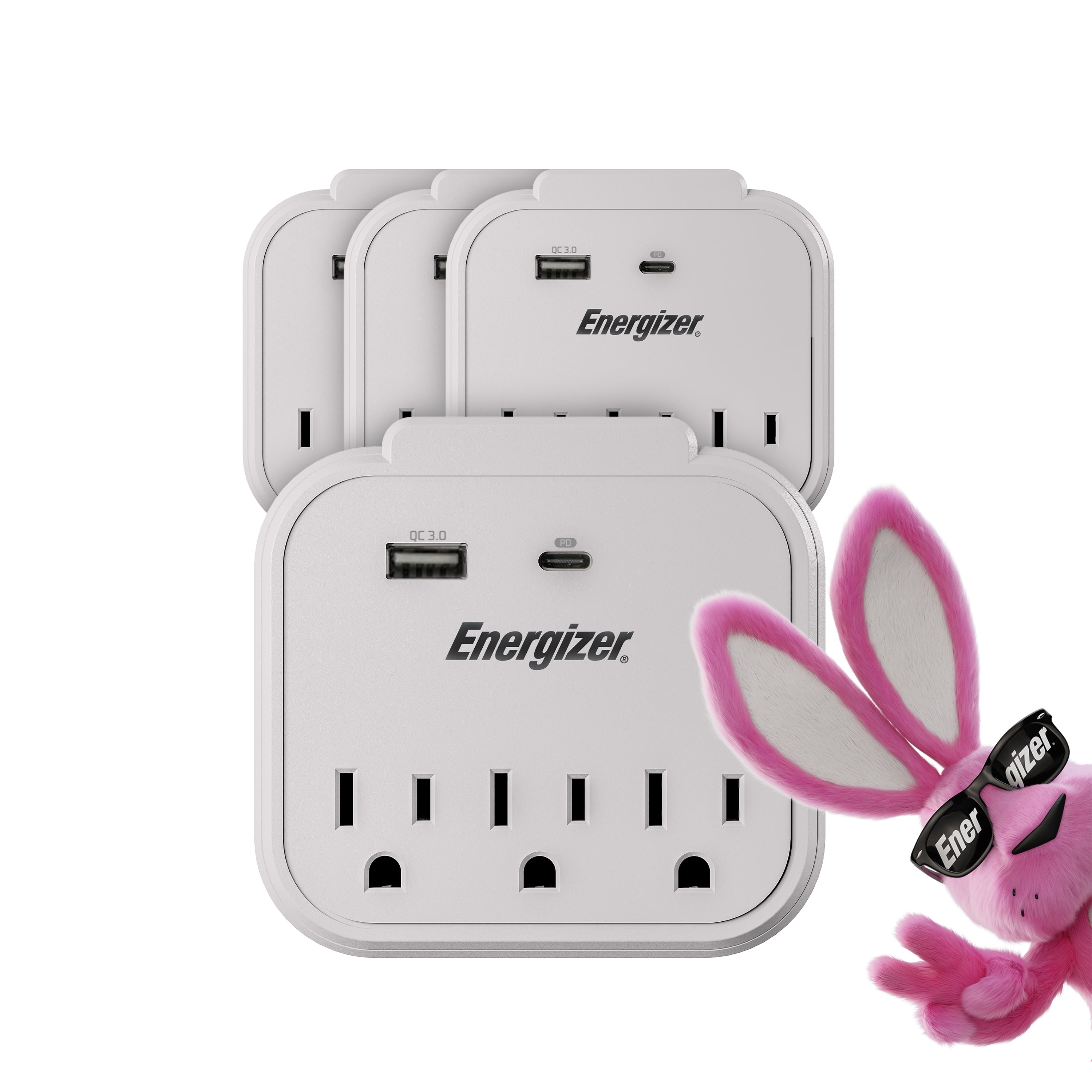 Energizer 4 Packs of 5 Device Fast Charging Multi Plug Wall Outlet ...