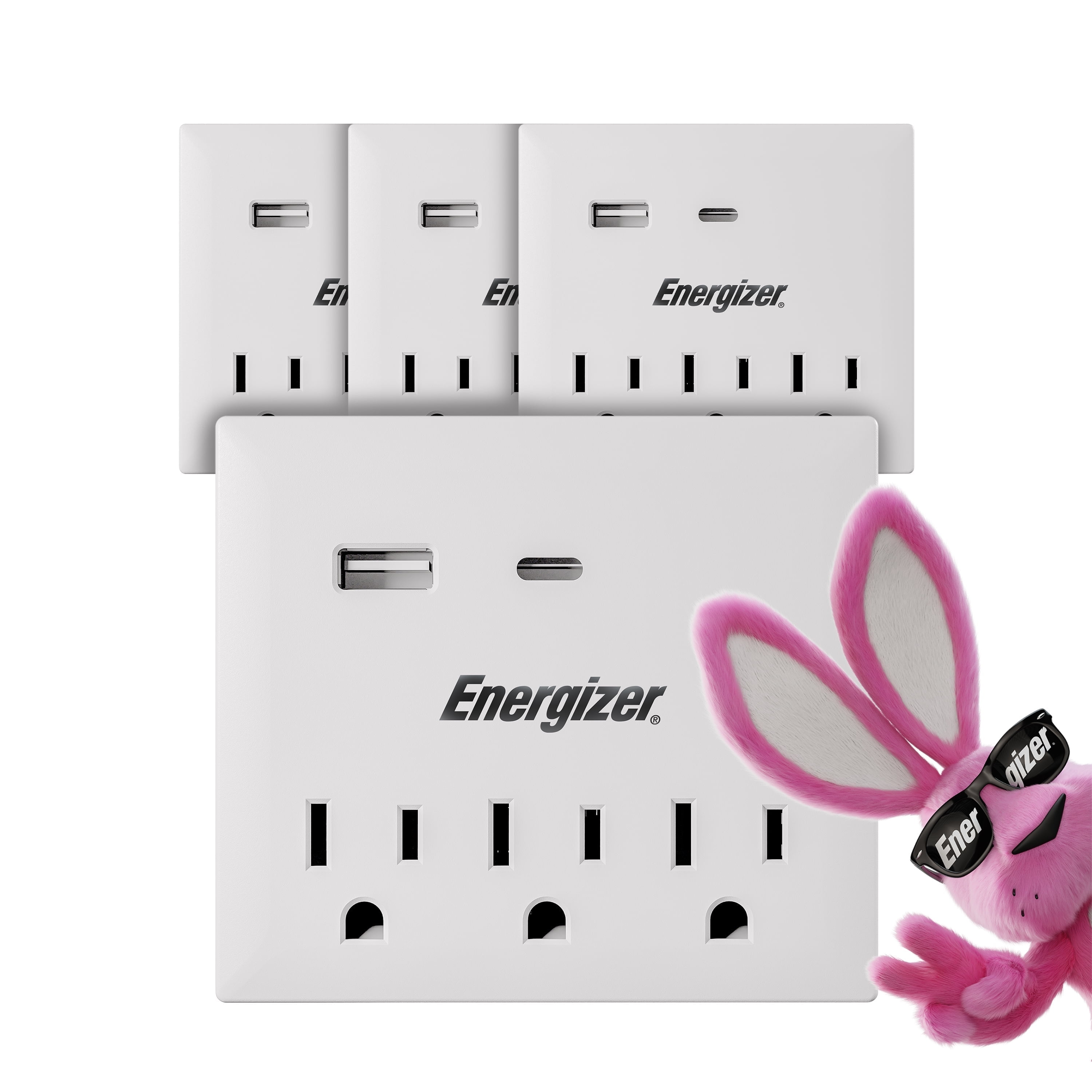 Energizer 4 Packs of 5 Device Multi Plug Wall Outlet Extender (3) AC ...