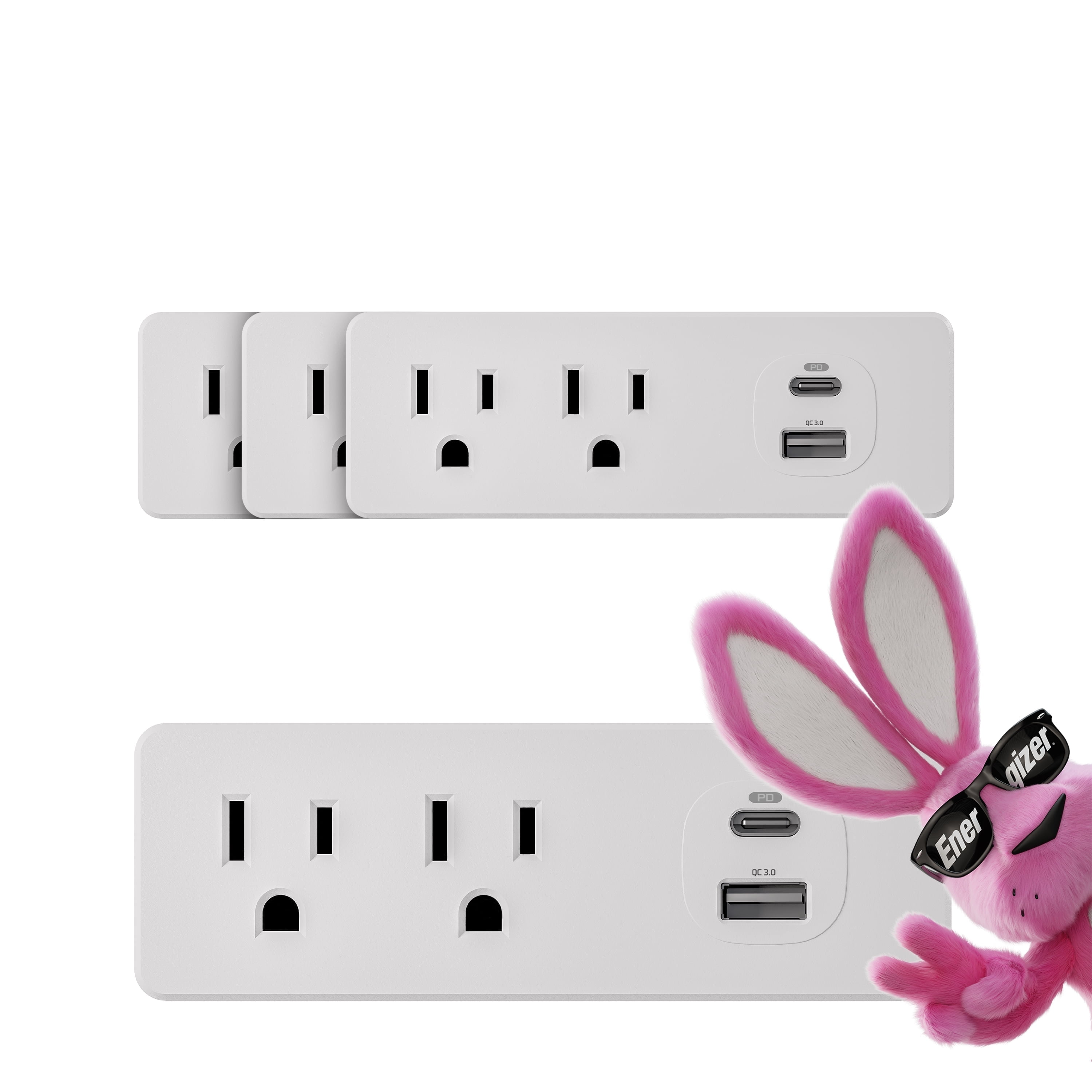 Energizer 4 Packs of 4 Device Fast Charging Multi Plug Wall Outlet ...