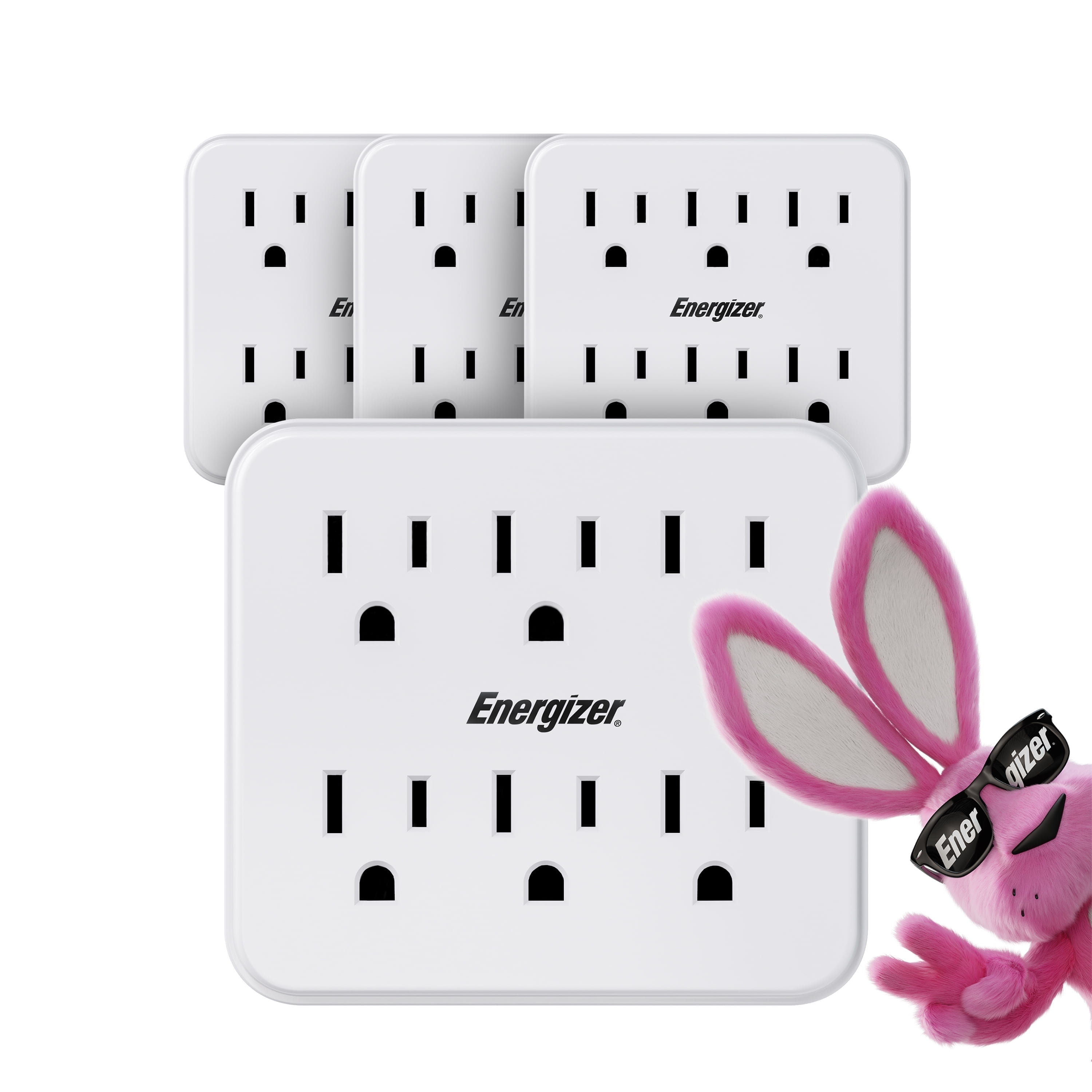 Energizer 4 Packs of 6 Device Multi Plug Wall Outlet Extender (6) AC ...