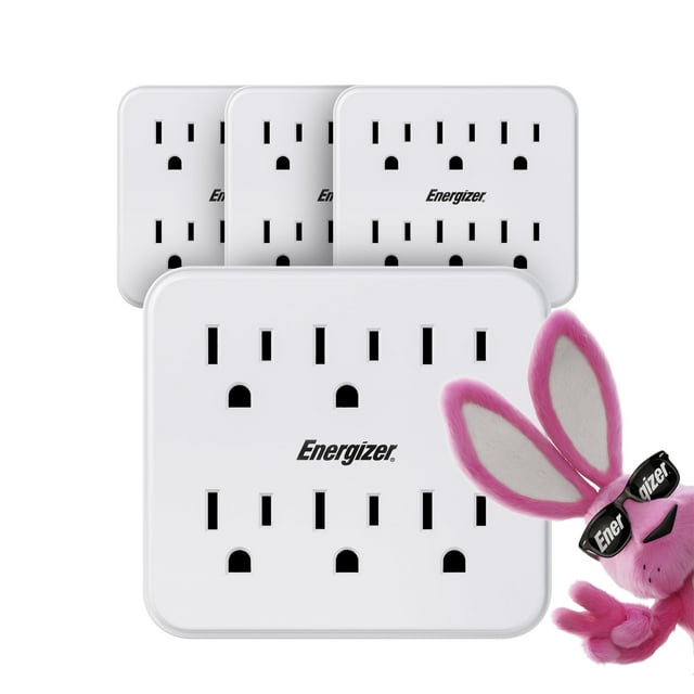 Energizer 4 Packs of 6 Device Multi Plug Wall Outlet Extender (6) AC ...