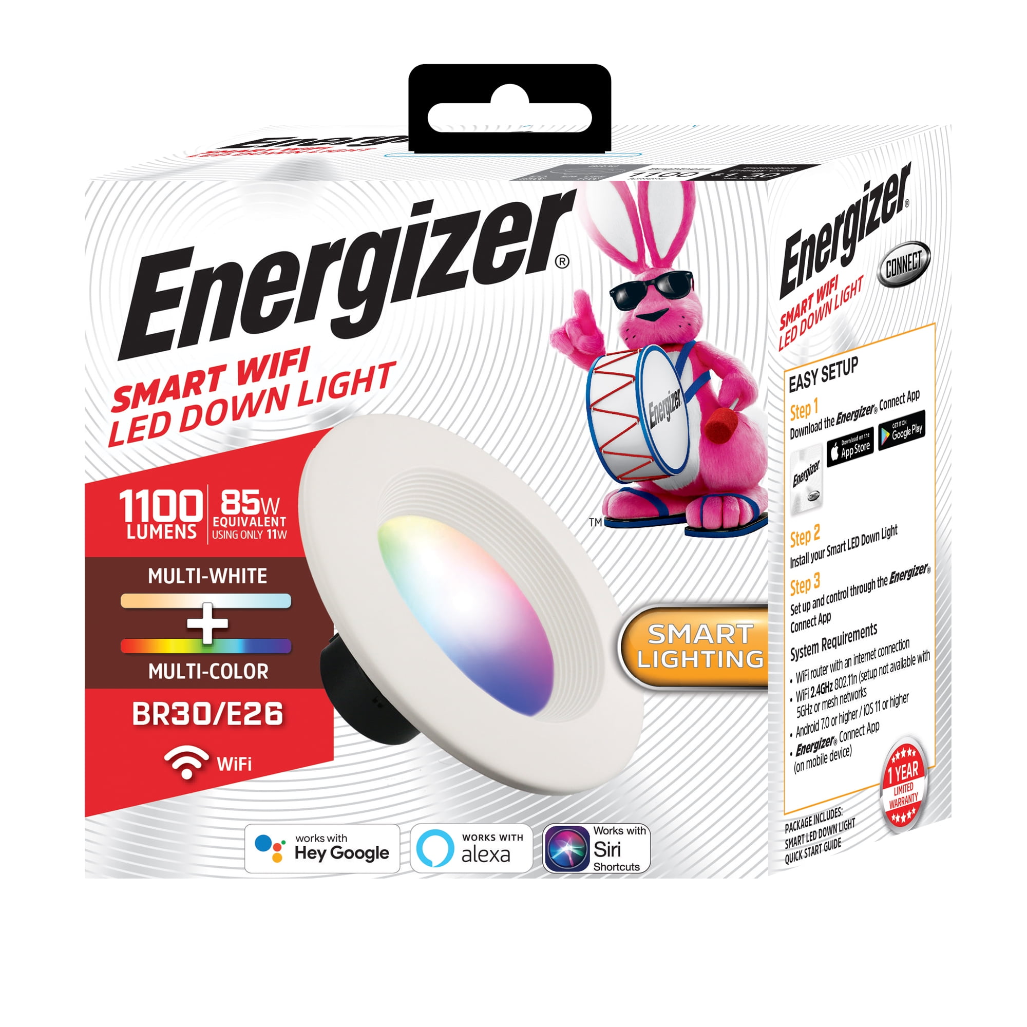 Energizer 6 inch Smart Wi-Fi LED Downlight, Multi-Color, Indoor Ceiling ...