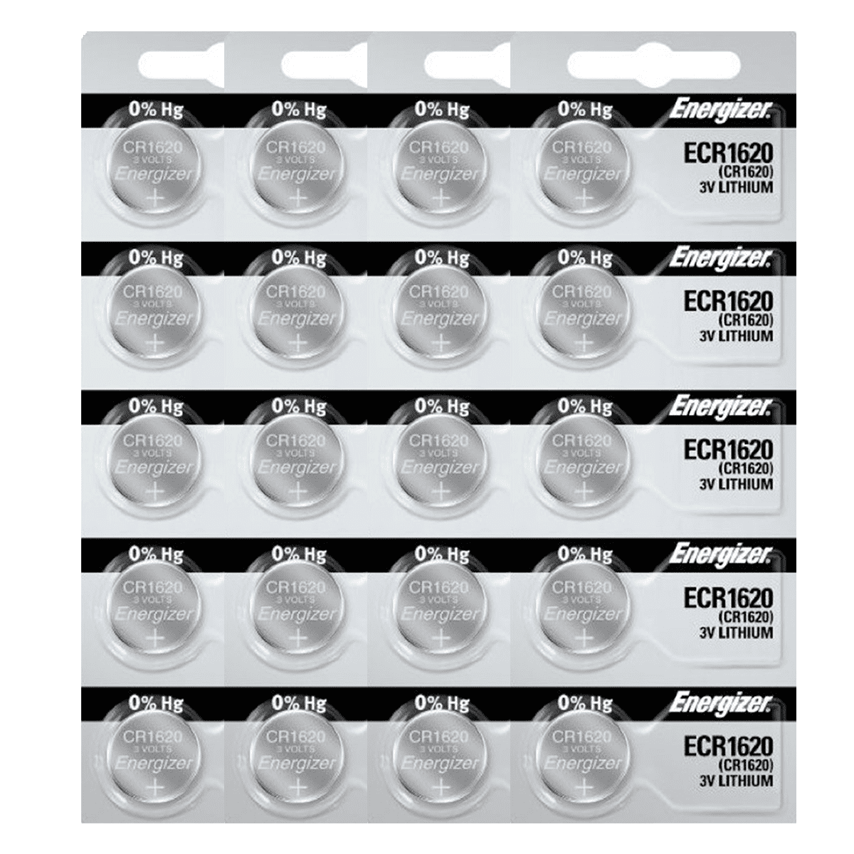 Energizer CR1620 3V Lithium Coin Cell Battery, 20 Count, Long-Lasting ...